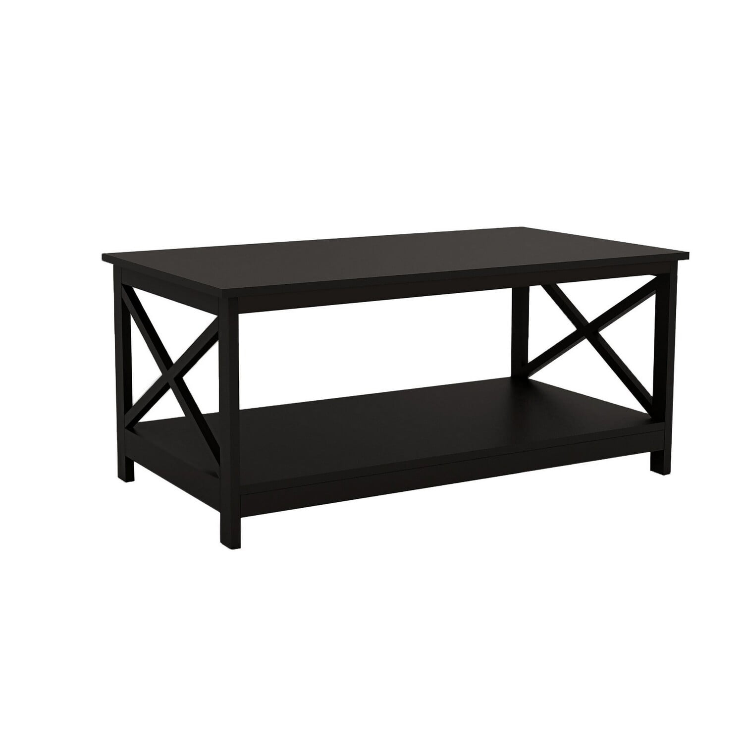 Benjara Hep 40 Inch Coffee Table with 1 Shelf, and Crossed Accent Frame ...
