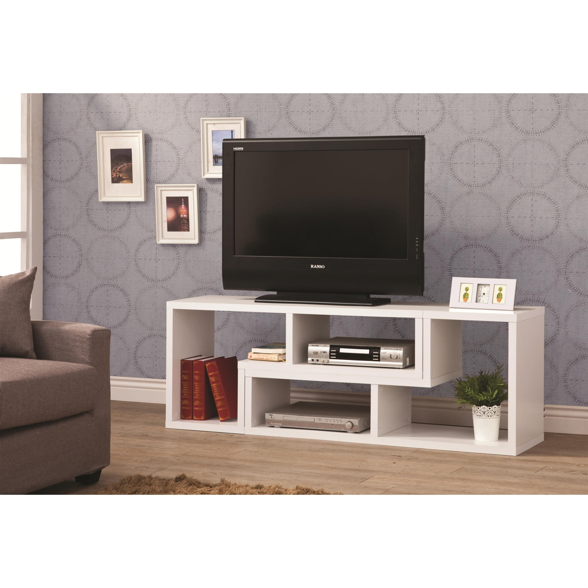 Hollow Core TV Console and Bookcase Combination, White - Walmart.com
