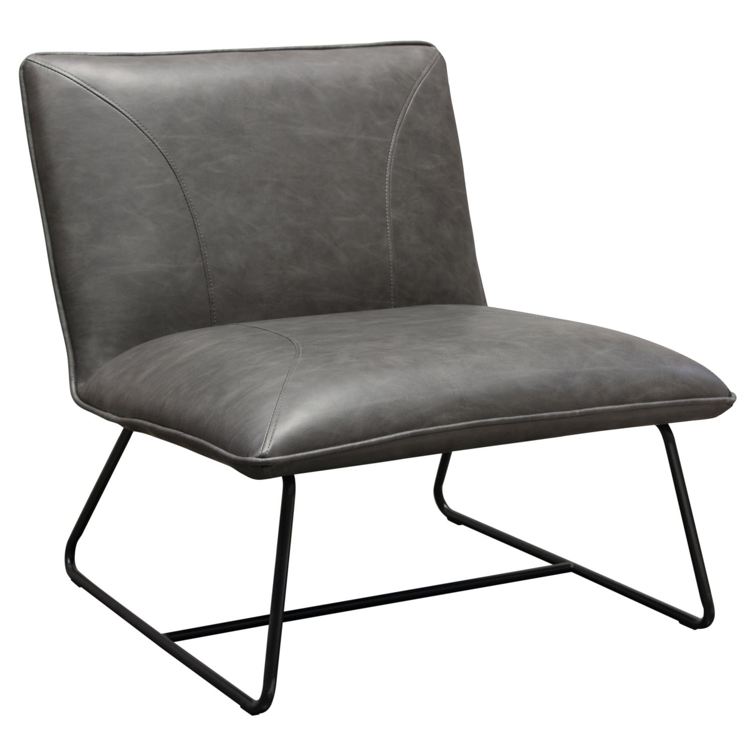 BenJara Hut 31 Inch Accent Chair, Cushioned, Weathered Gray Vegan Faux ...