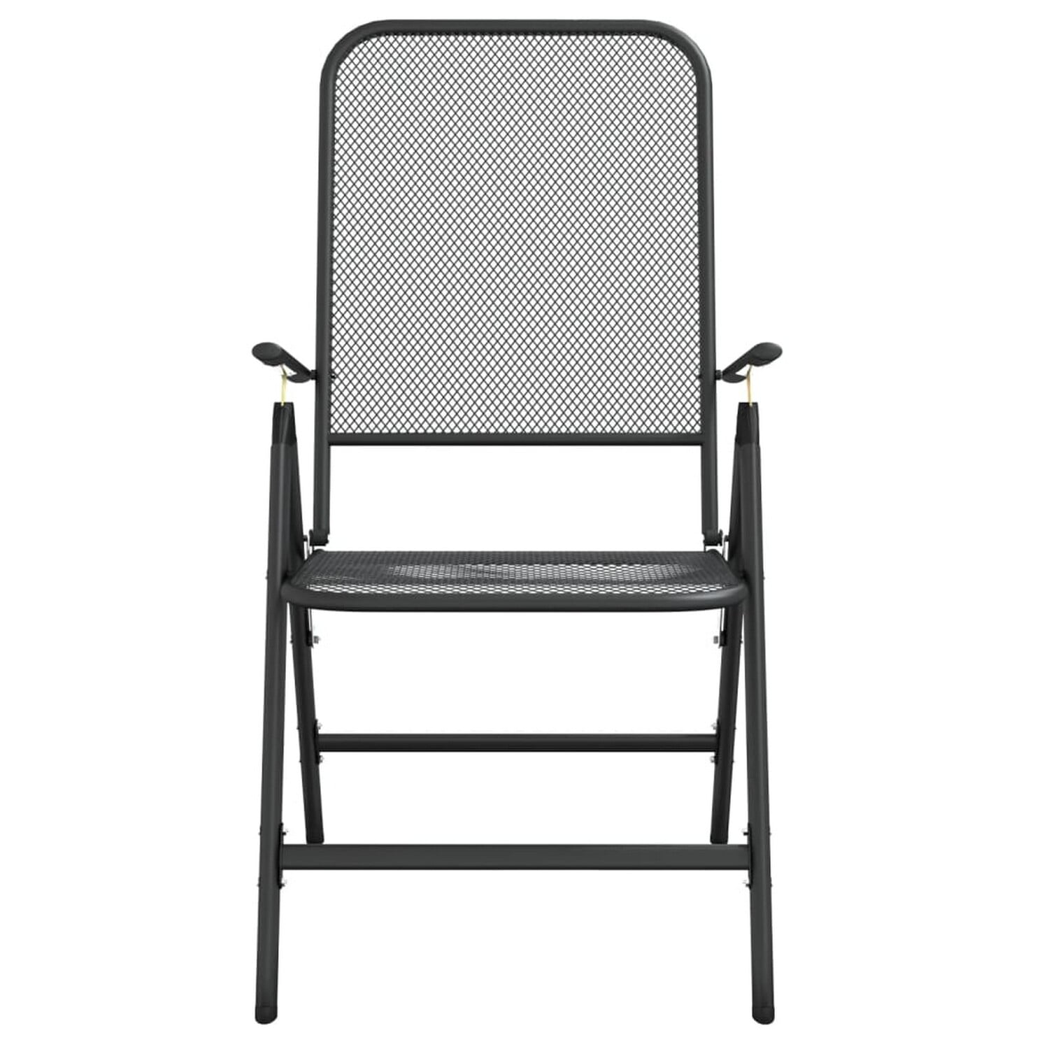Ian Outdoor Foldable Chair Set of 2- Metal Mesh Design- Dark Gray ...