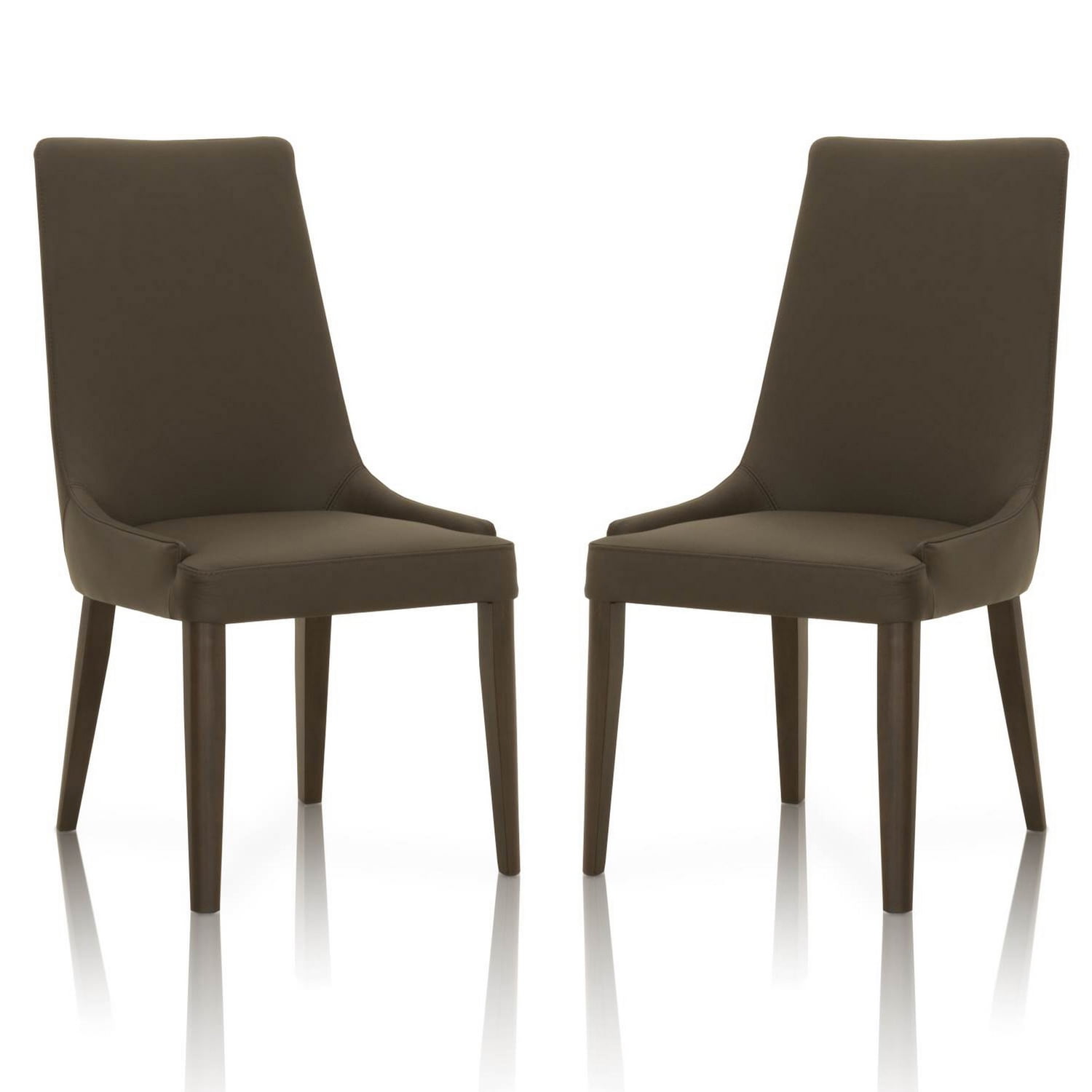 BenJara Leatherette Dining Chairs With Wooden Legs Set of 2 Dark Umber ...