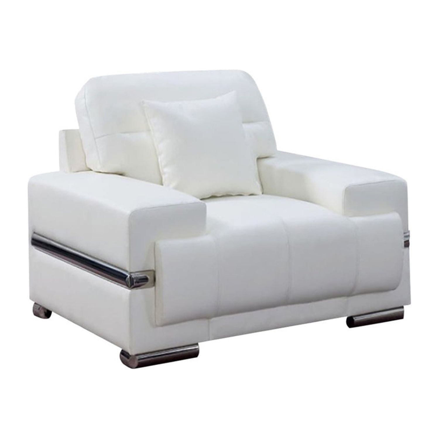 BenJara Leatherette Snug Chair With a Pillow, White-Color:White ...