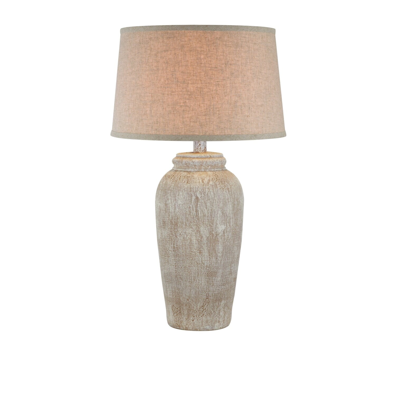 Leni 31 Inch Hydrocal Table Lamp, Drum Shade, Light Oak Brown Urn Base ...