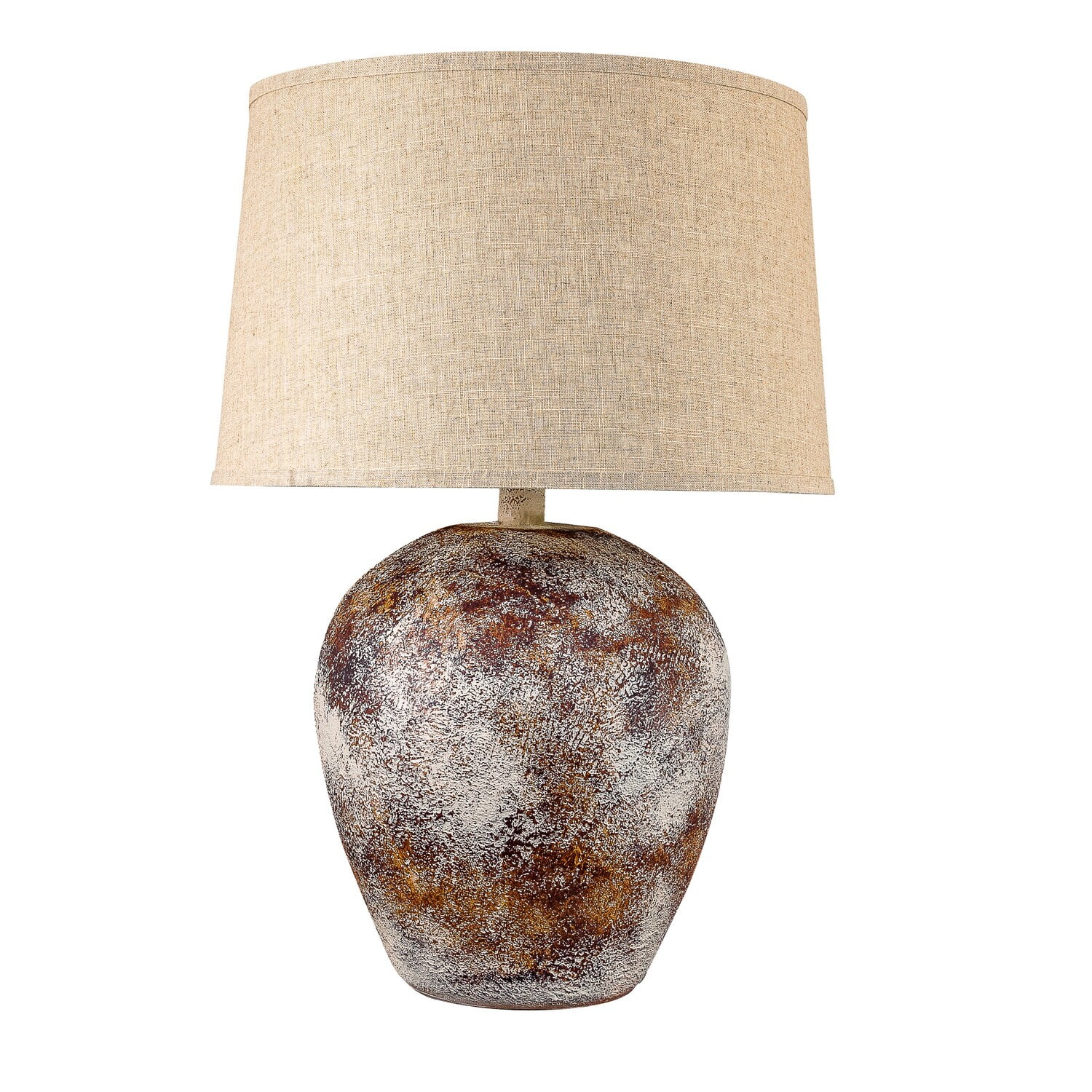 Linn 26 Inch Hydrocal Table Lamp, Drum Shade, Urn Base, Earthy Design ...