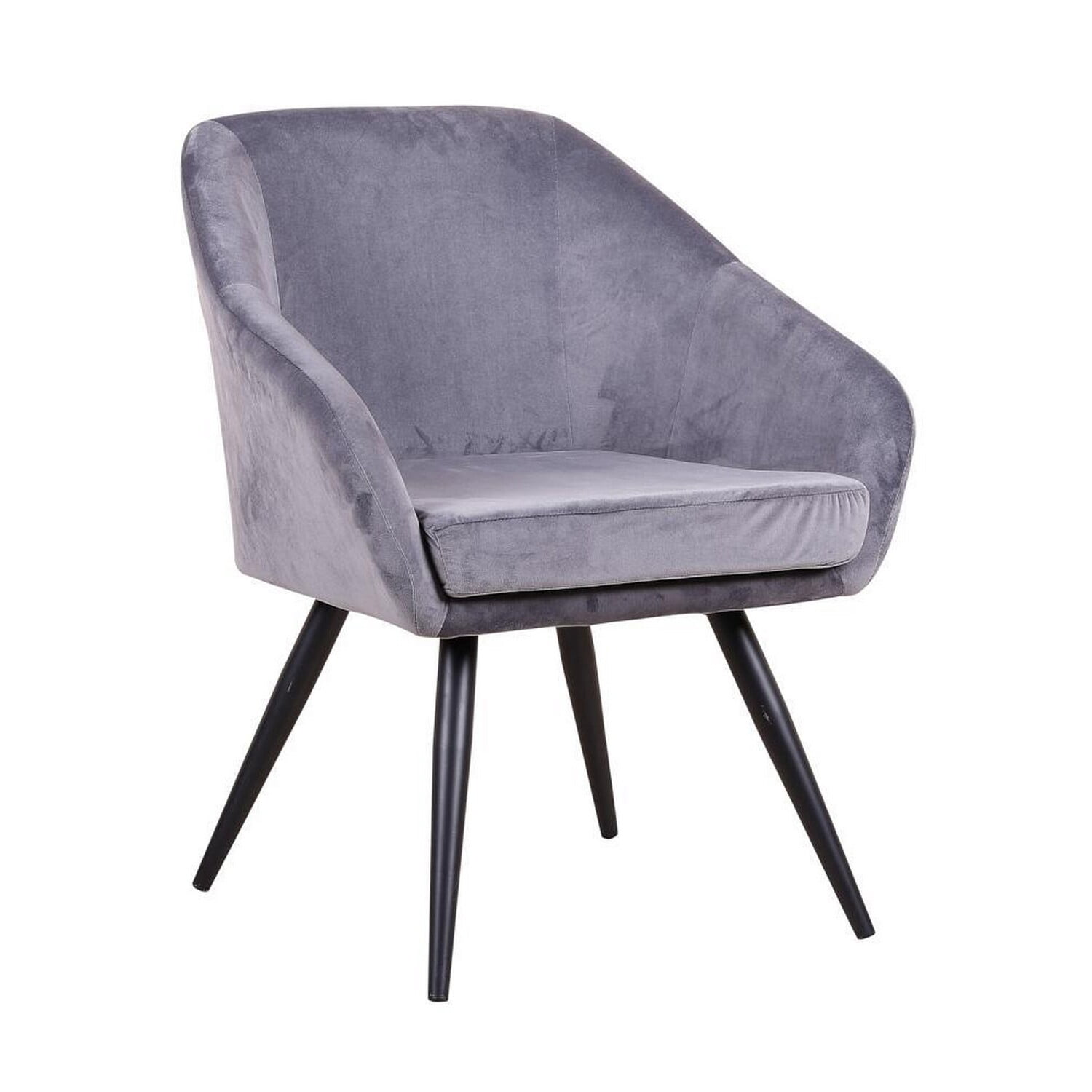 Liza 25 Inch Accent Chair, Gray Velvet Fabric, Splayed Legs, Cushioned ...