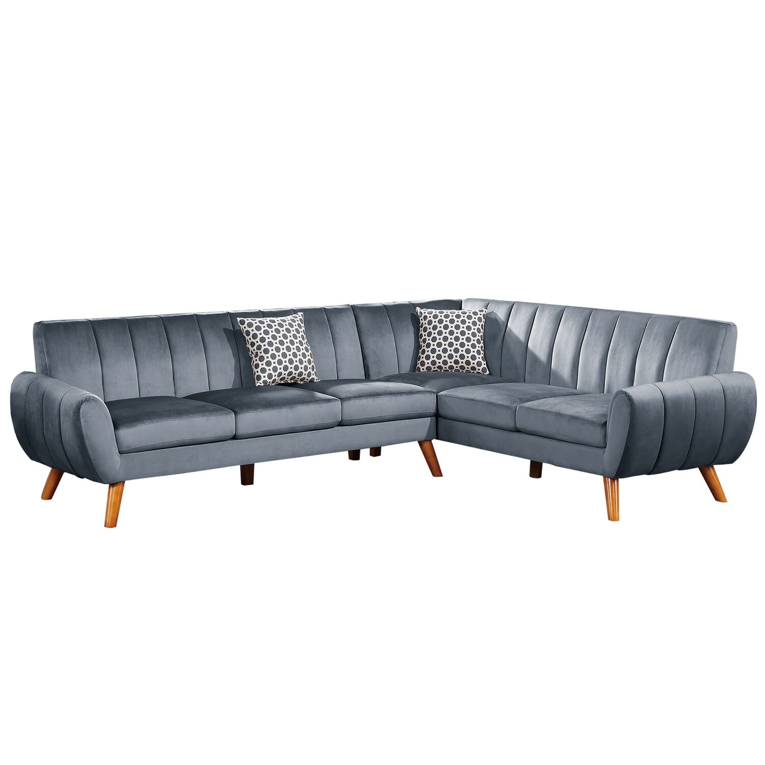 Benjara Lynn 2 Piece L Shaped Sectional Sofa, Vertical Tufting, Velvet ...