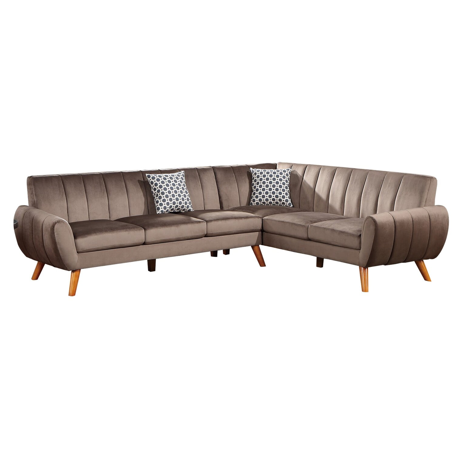 BenJara Lynn 2 Piece L Shaped Sectional Sofa, Mid Century, Velvet ...