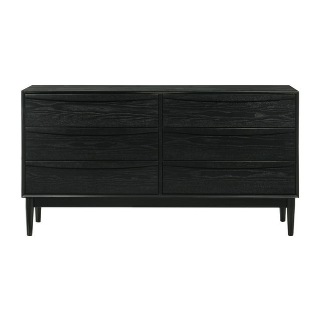 Benjara Mian 55 Inch Wide Dresser Chest, 6 Drawer, Linear Undercut ...
