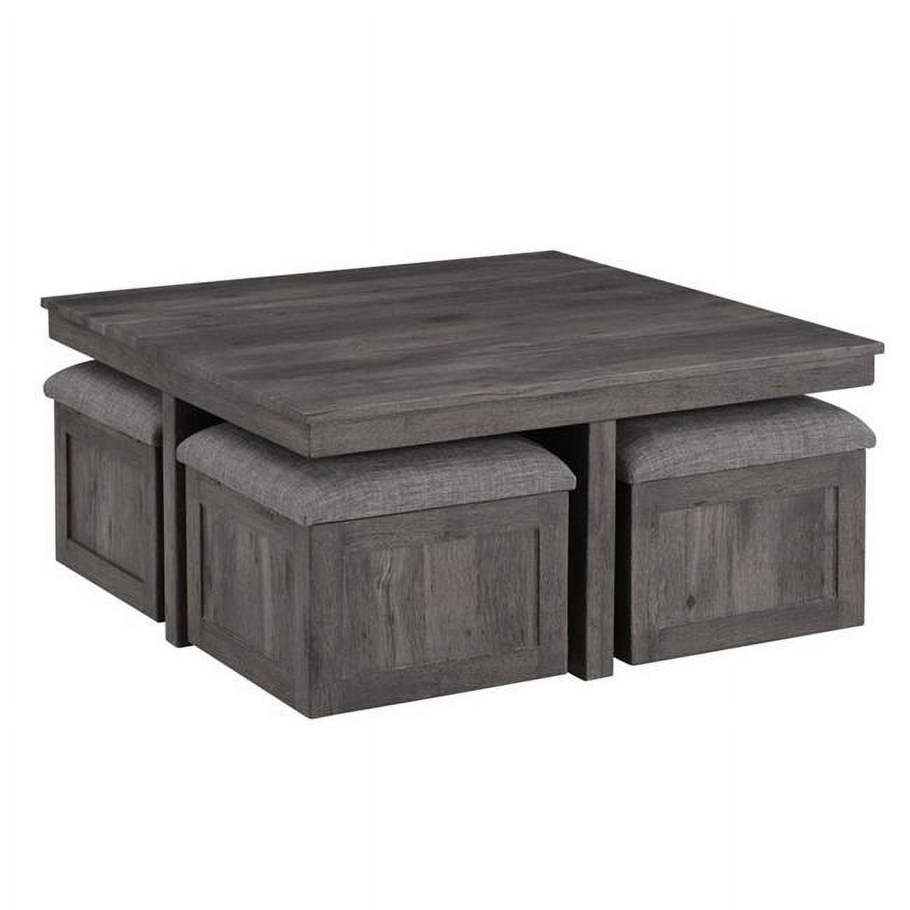Mizo 6 Piece Coffee Table Set, 1 End Table, Nesting Ottomans, Rustic ...