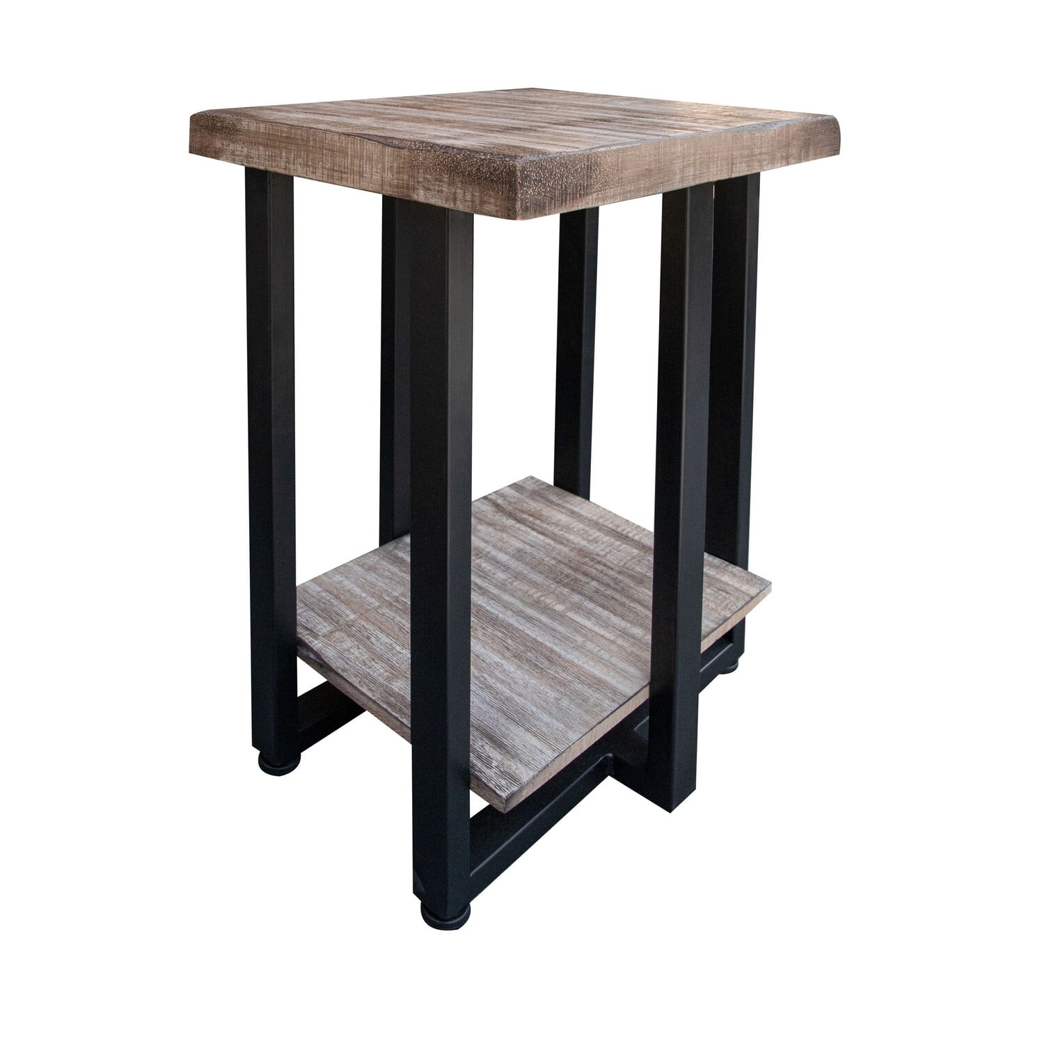 BenJara Nijo 26 Inch Chairside Table, Mango Wood, Distressed Sand Brown ...