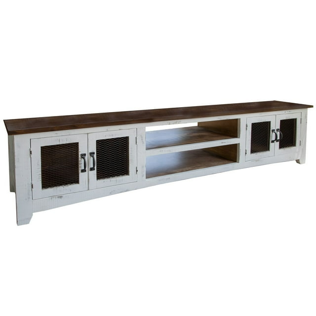 BenJara Nino 93 Inch TV Media Entertainment Center, Iron Mesh Doors ...