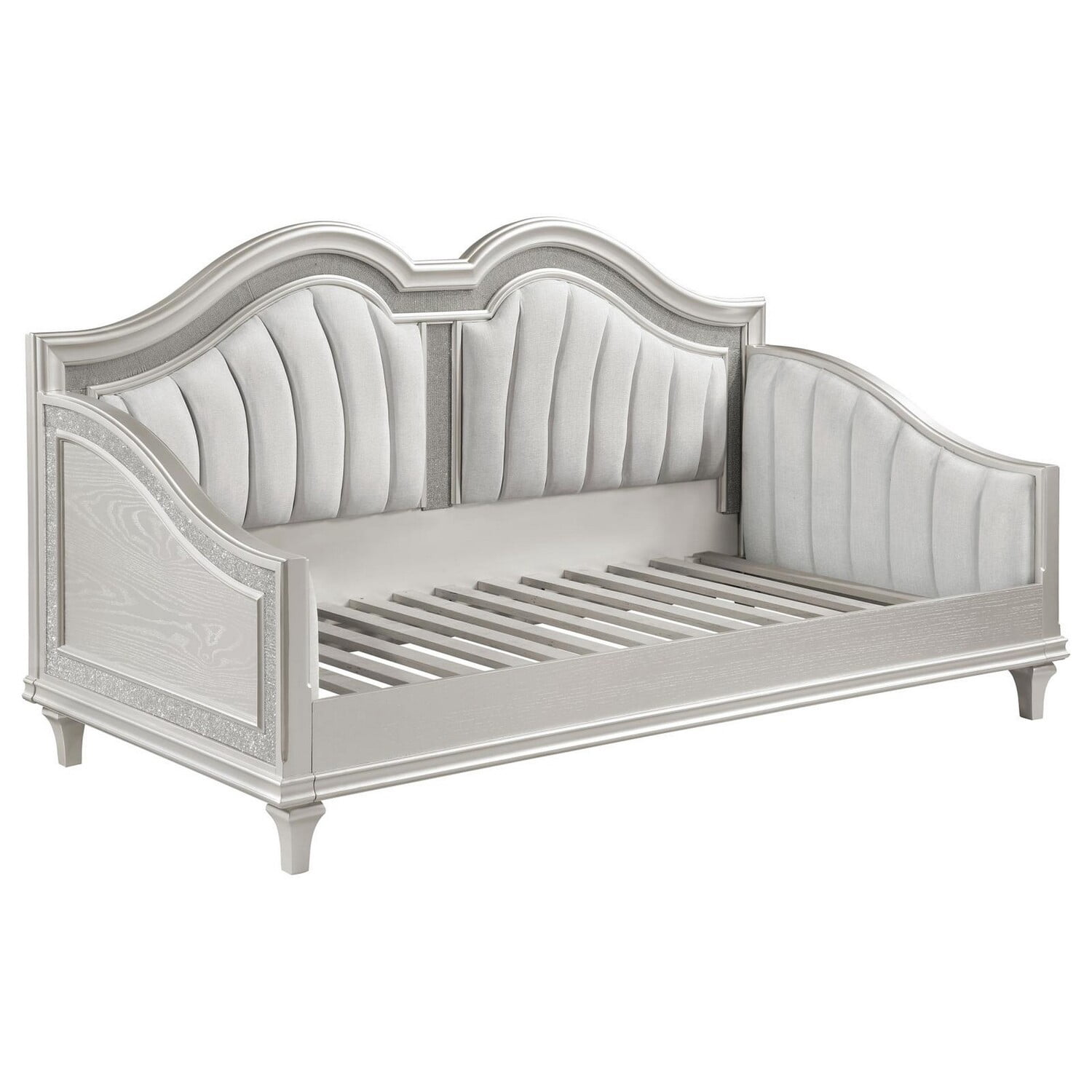 Nive Twin Daybed - Classic - Faux Diamond - Silver - Ivory Fabric ...