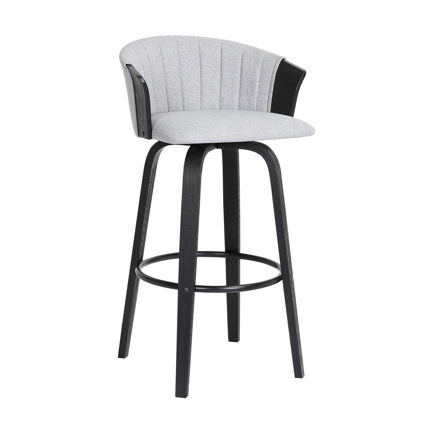 Benjara Oja 26 Inch Swivel Counter Stool Chair, Light Gray Fabric ...