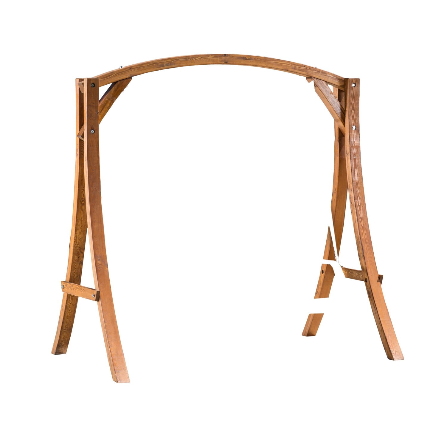 Benjara Outdoor Swing Support with Loveseat Chair, Teak Brown Solid ...