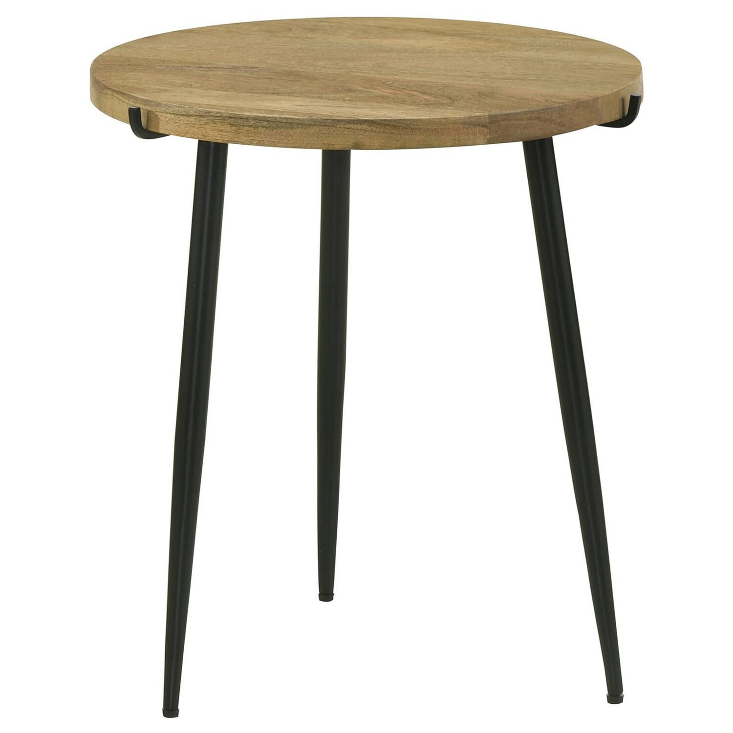 Benjara Pia 20 Inch Side End Table, Mango Wood Top, Round, Iron Tripod ...