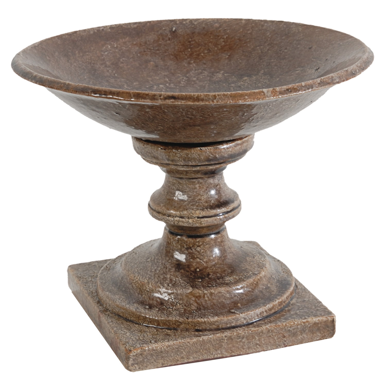 BenJara Quaint Footed Centerpiece Ceramic Bowl, Brown-Color:Brown ...