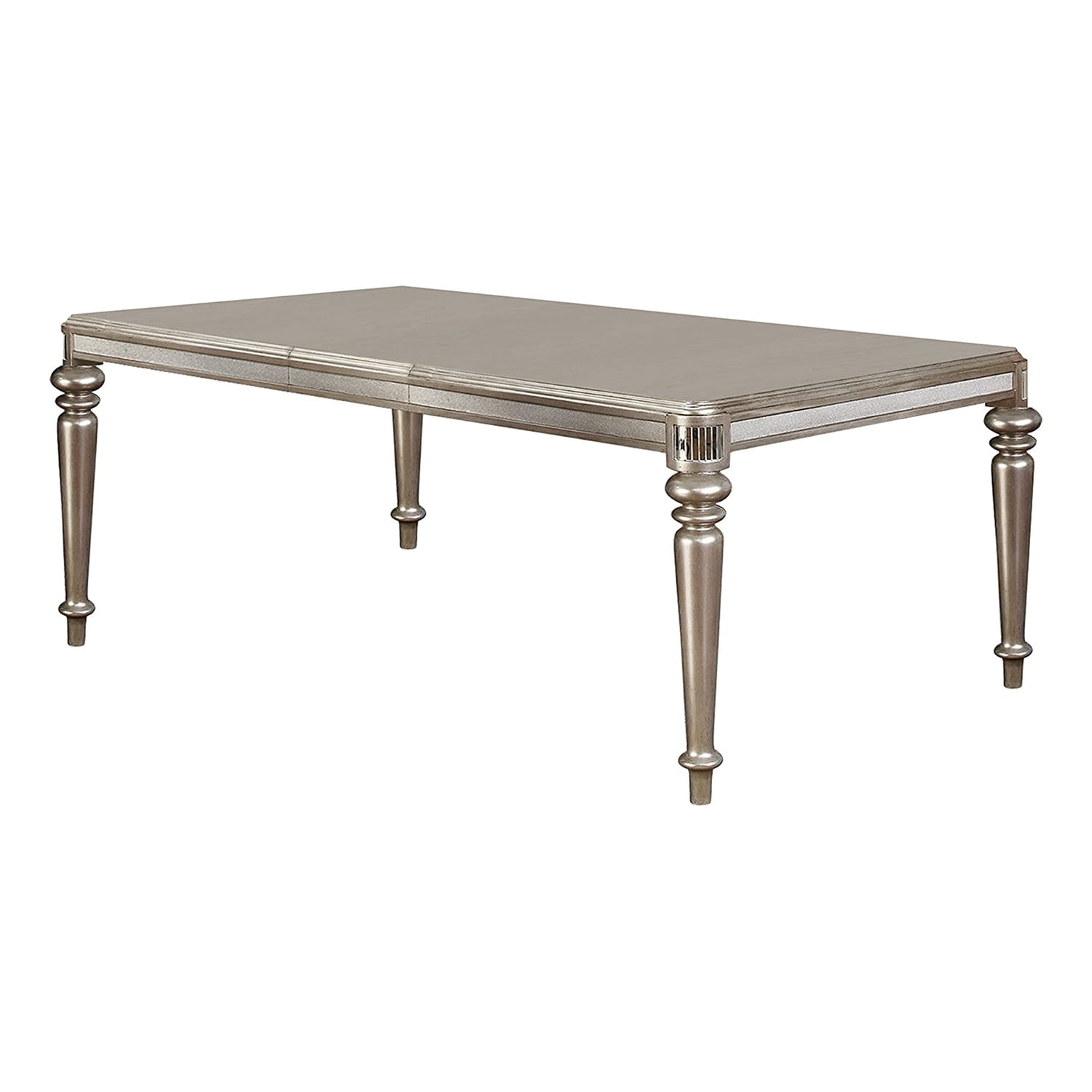 Benjara Rectangular Bling Wooden Dining Table, Metallic Silver ...