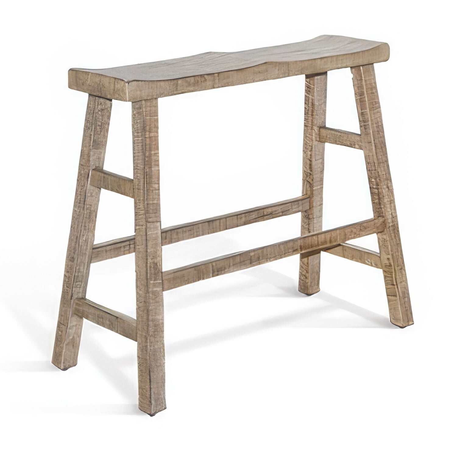 Benjara Rena Bar Height Bench, 33 Inch Rustic Light Brown Mahogany Wood ...