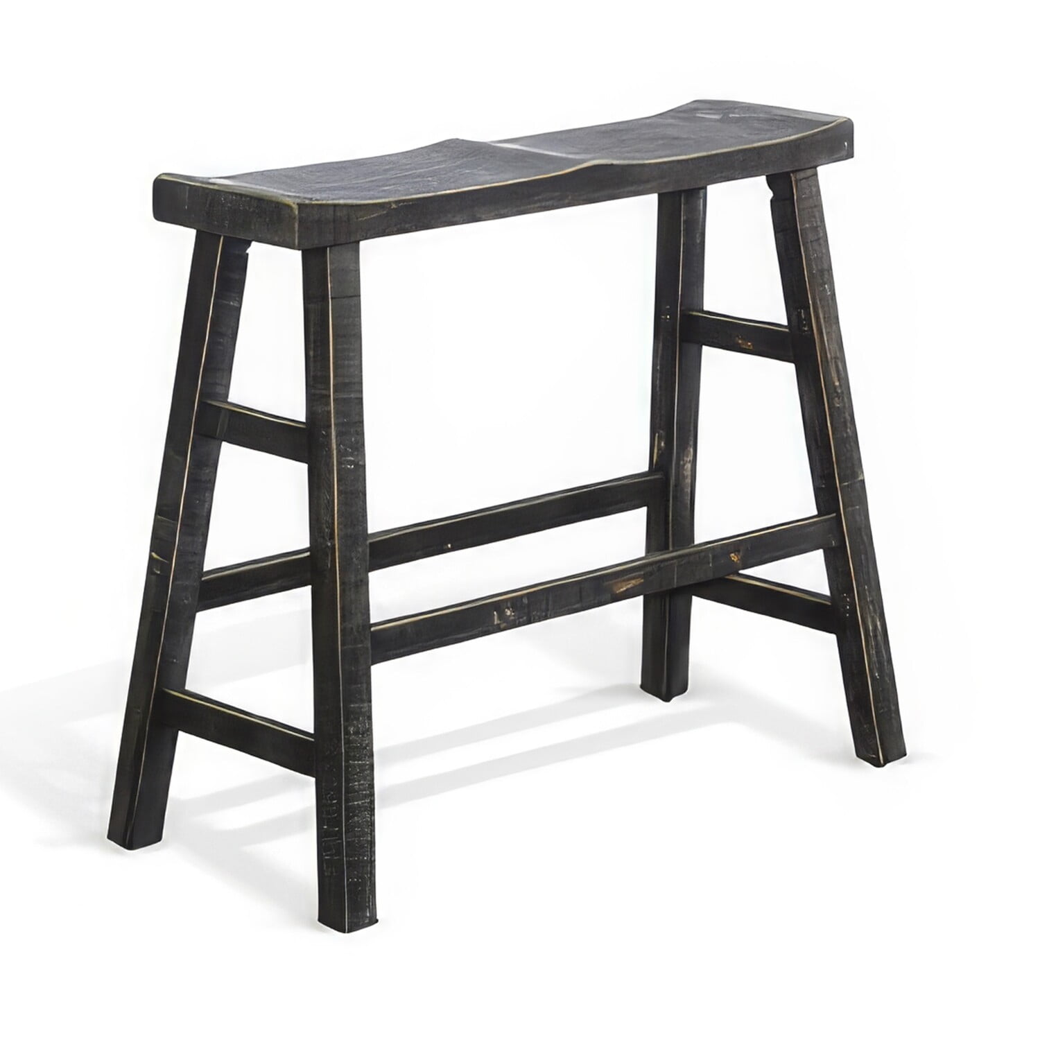 Benjara Rena Bar Height Bench Trestle Legs with Footrests 33" Wide ...