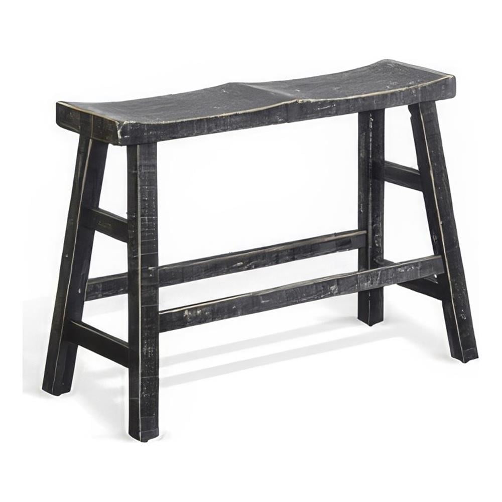 Rena Counter Height Bench- 33 Inch Rustic Black Mahogany Wood Frame ...