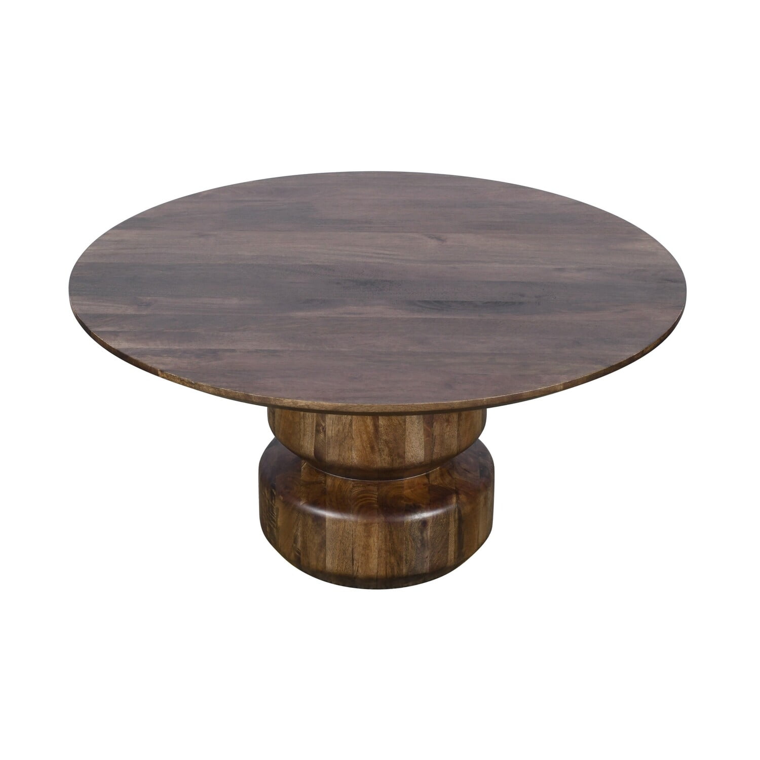 BenJara Rise 36 Inch Coffee Table, Round Top and Stacked Pedestal Base ...