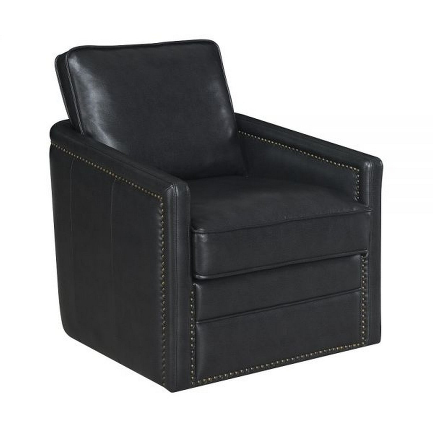 Benjara Roco 34 Inch Accent Chair with Swivel, Faux Leather Upholstery ...