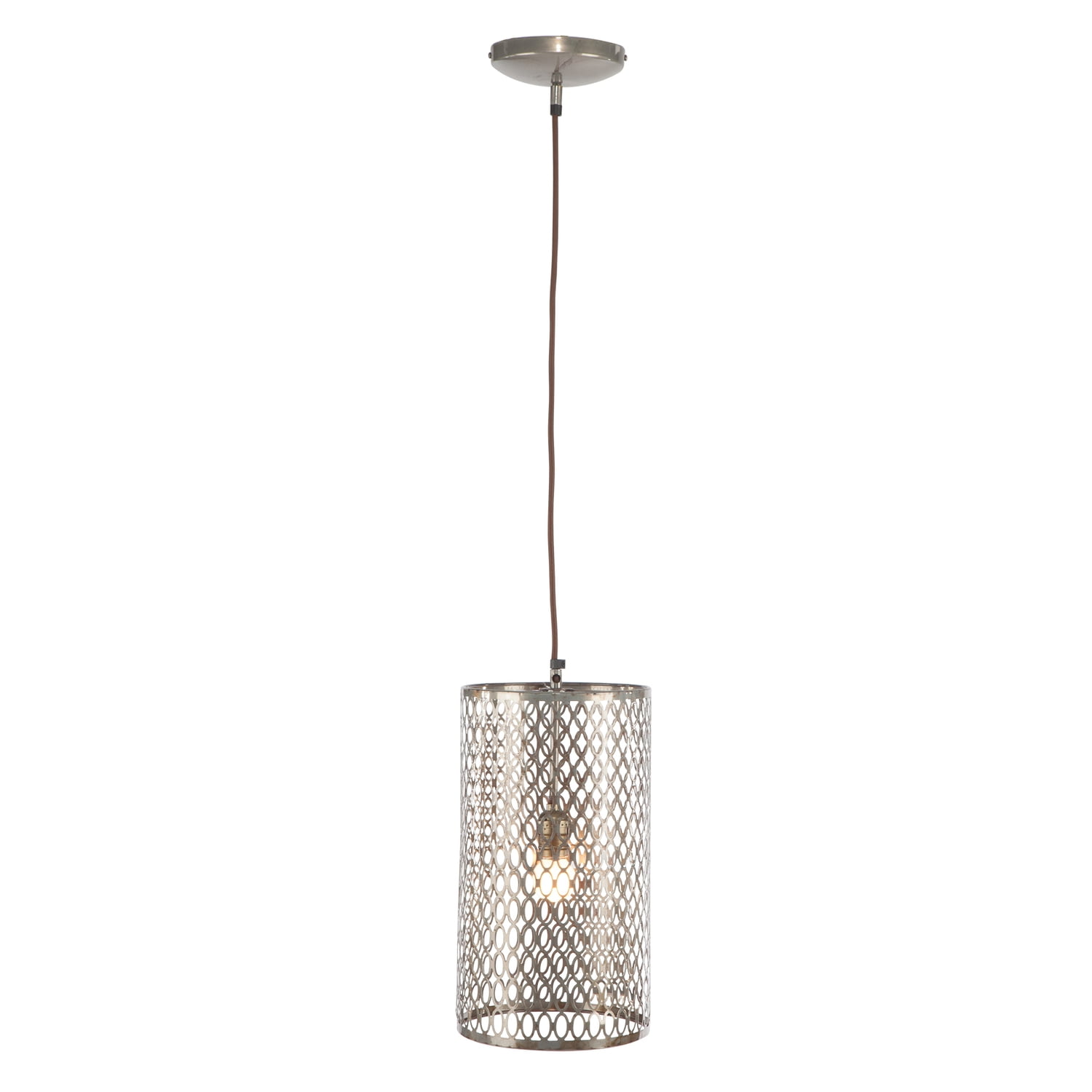 Benjara Round Metal Cutout Hanging Lamp, Silver - Walmart.com