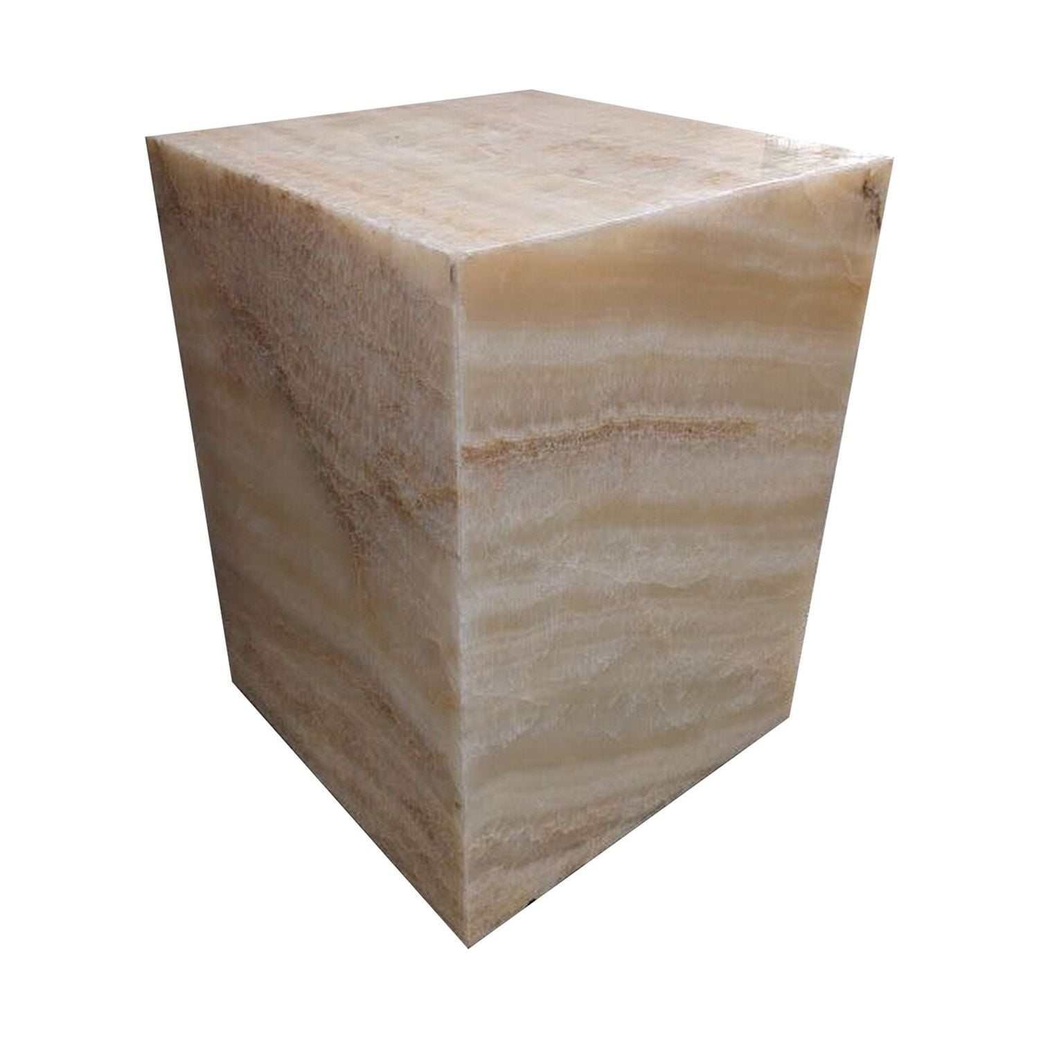 Rux 24 Inch Side End Table, Square Top, Onyx Stone, Modern Brown Finish ...
