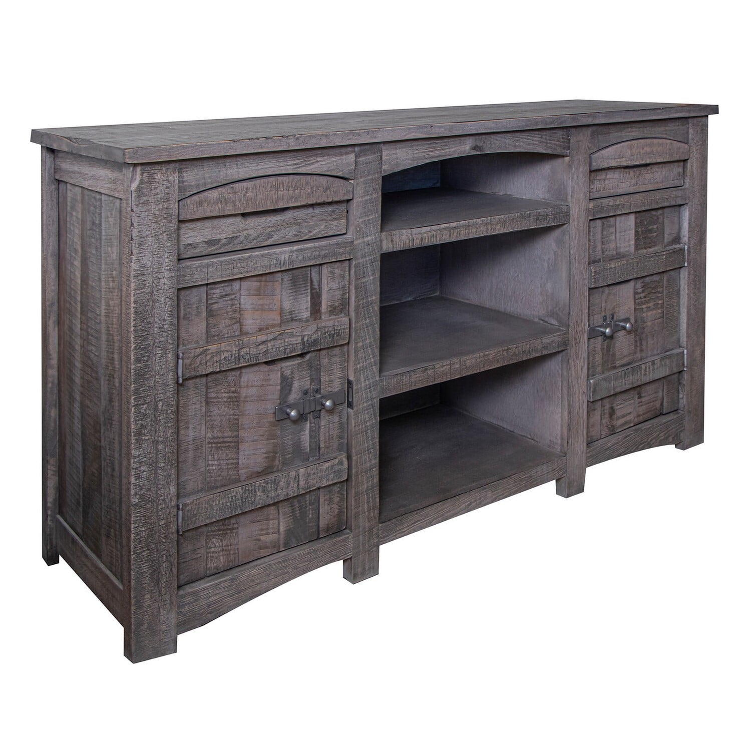 BenJara Sen 60 Inch TV Entertainment Console, 2 Door Cabinets, Solid ...