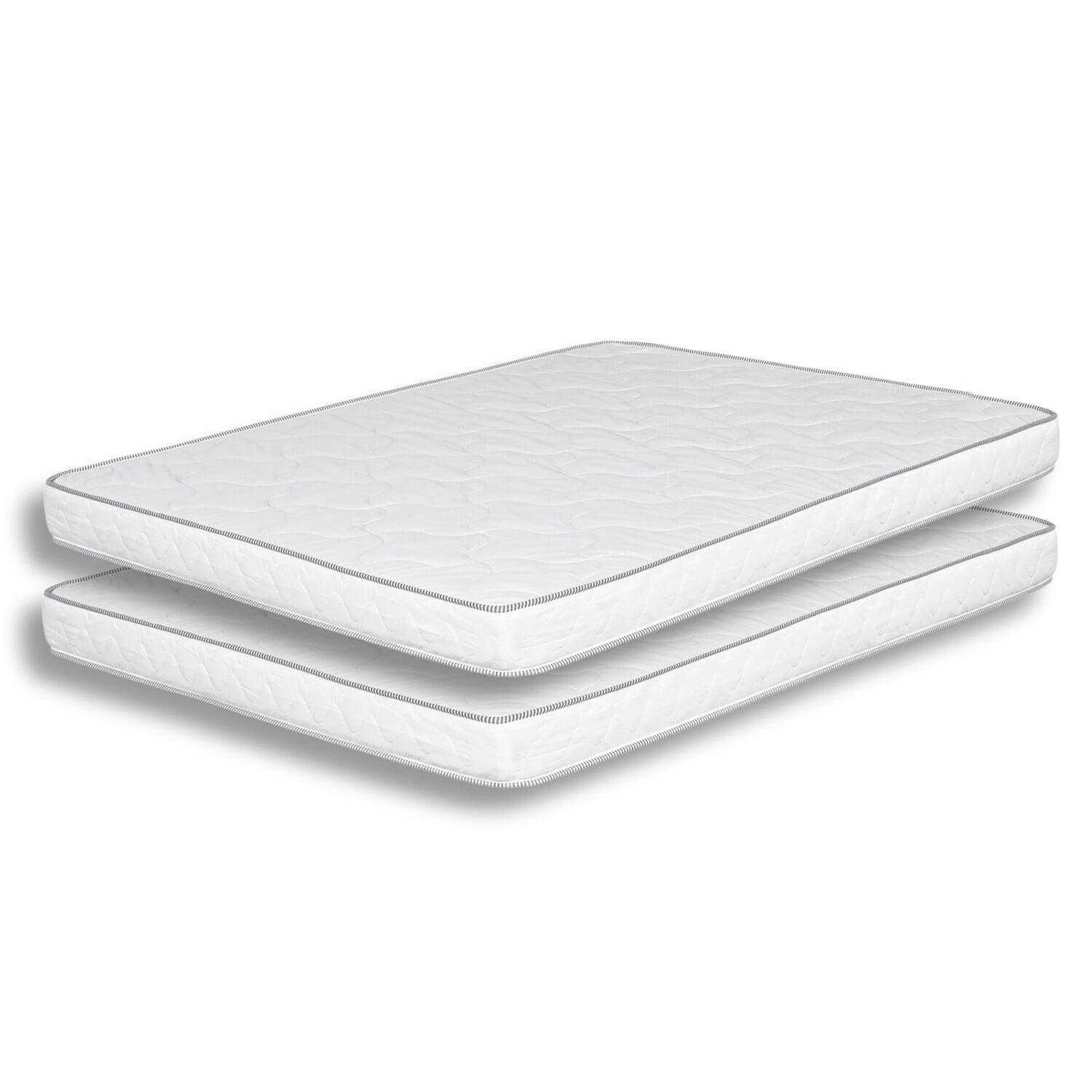 Benjara Sly 6 Inch Full Size Mattress Set of 2, Medium Polyurethane ...