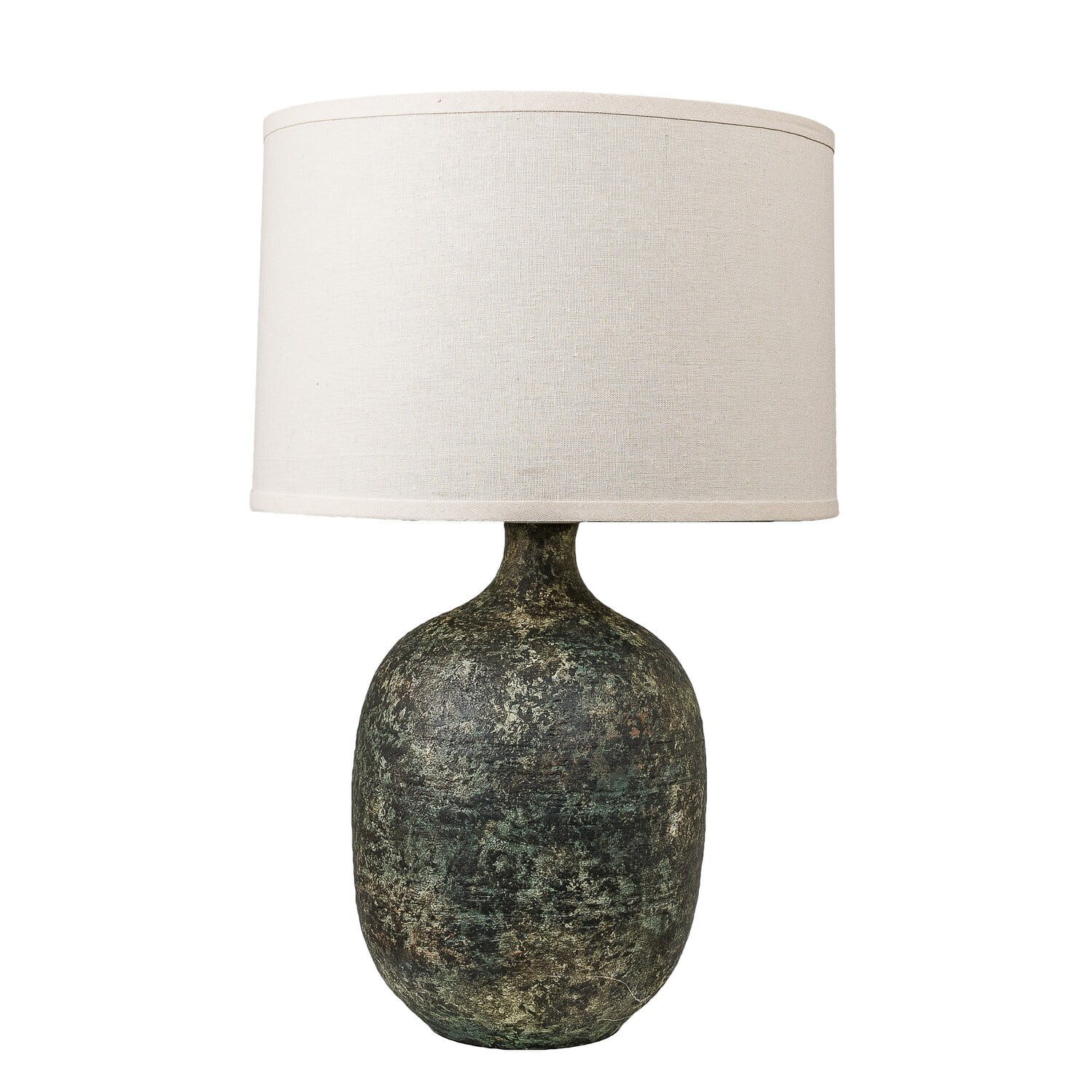 Soe 25 Inch Hydrocal Table Lamp, Drum Shade, Jar Base, Stone Moss ...