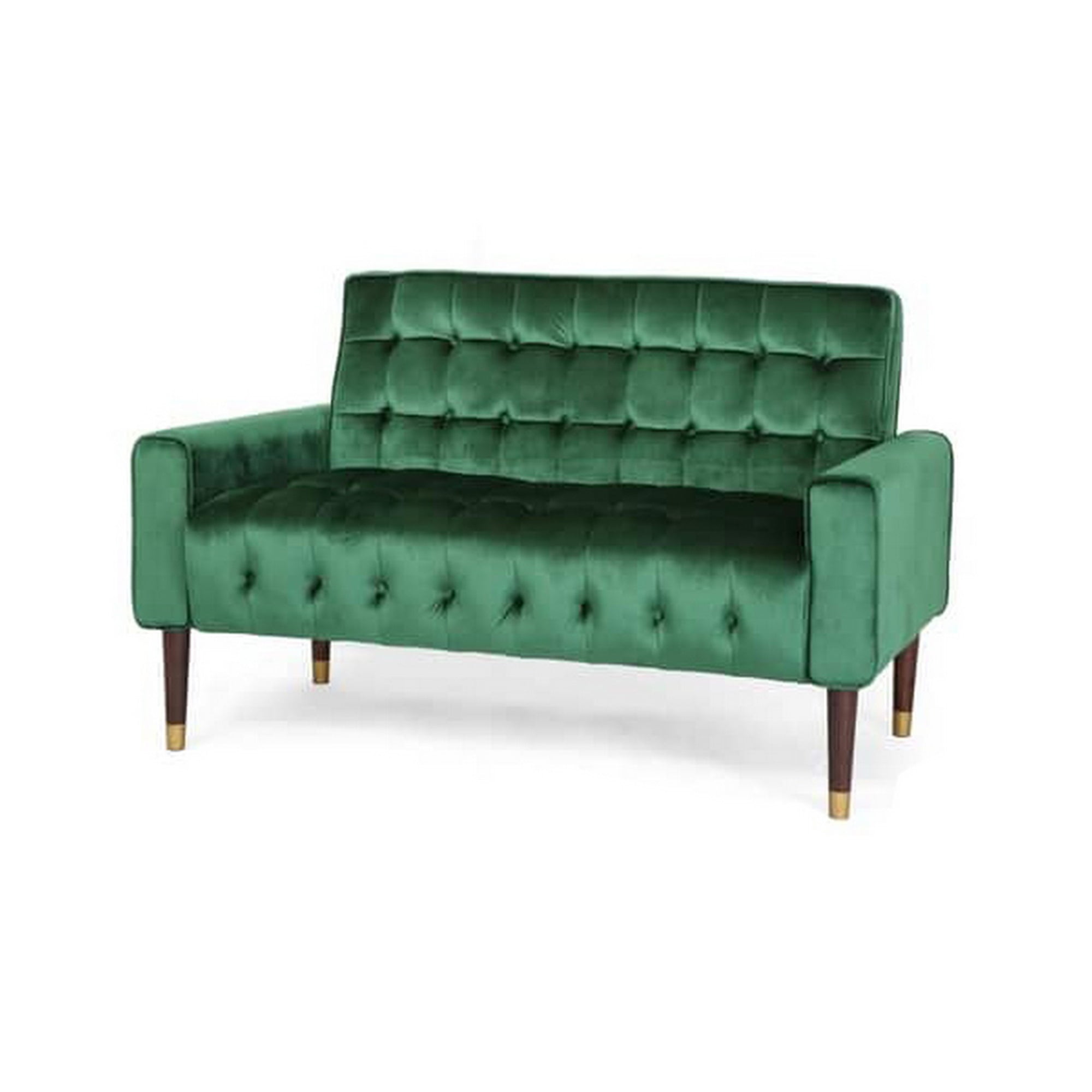 Sofa Sattee 52 Inch Bench Style Tufted Emerald Green Velvet, Wood Legs ...