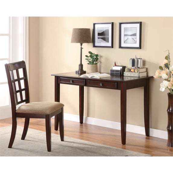 2 Piece Solid Wooden Desk Set, Brown - Walmart.com
