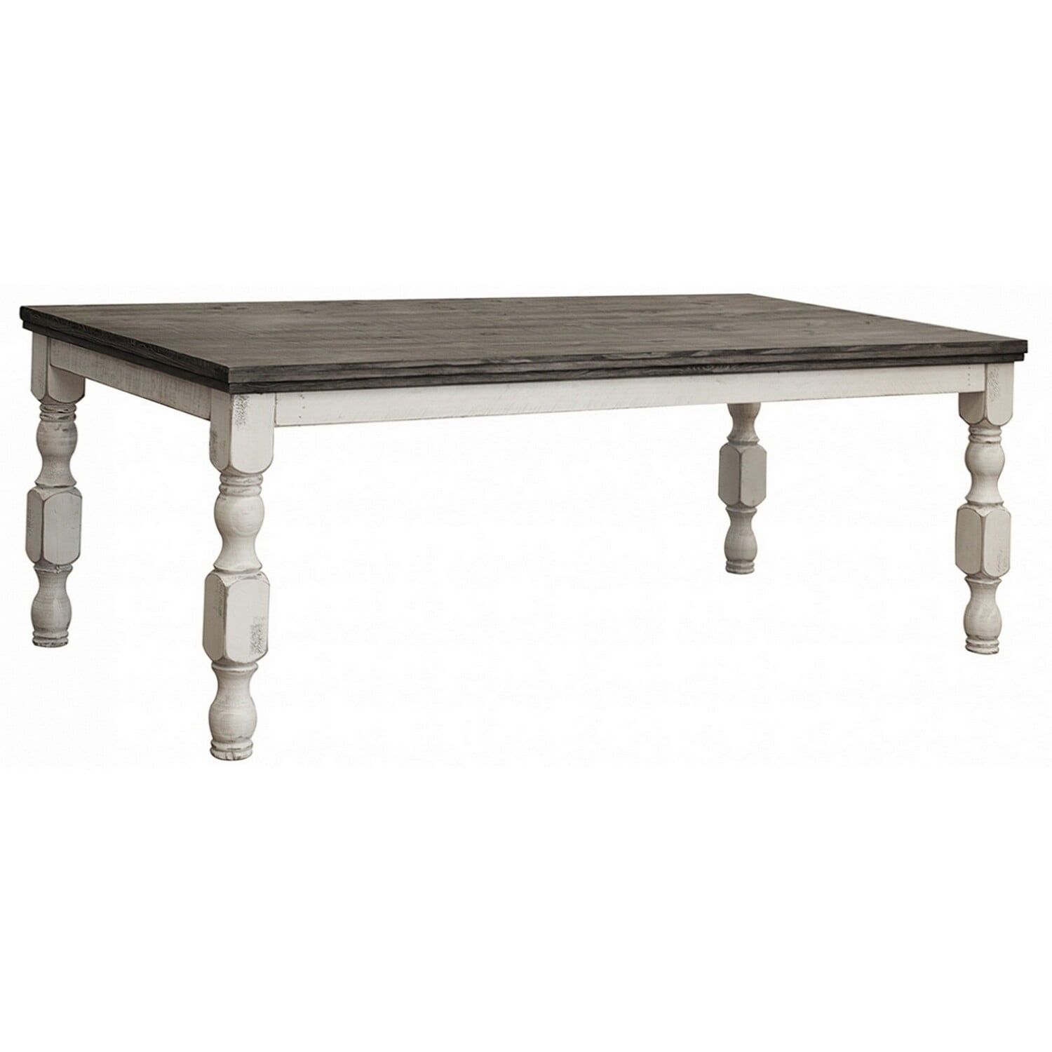 BenJara Suga 79 Inch Dining Table with Turned Legs, Pine Wood, Ivory ...