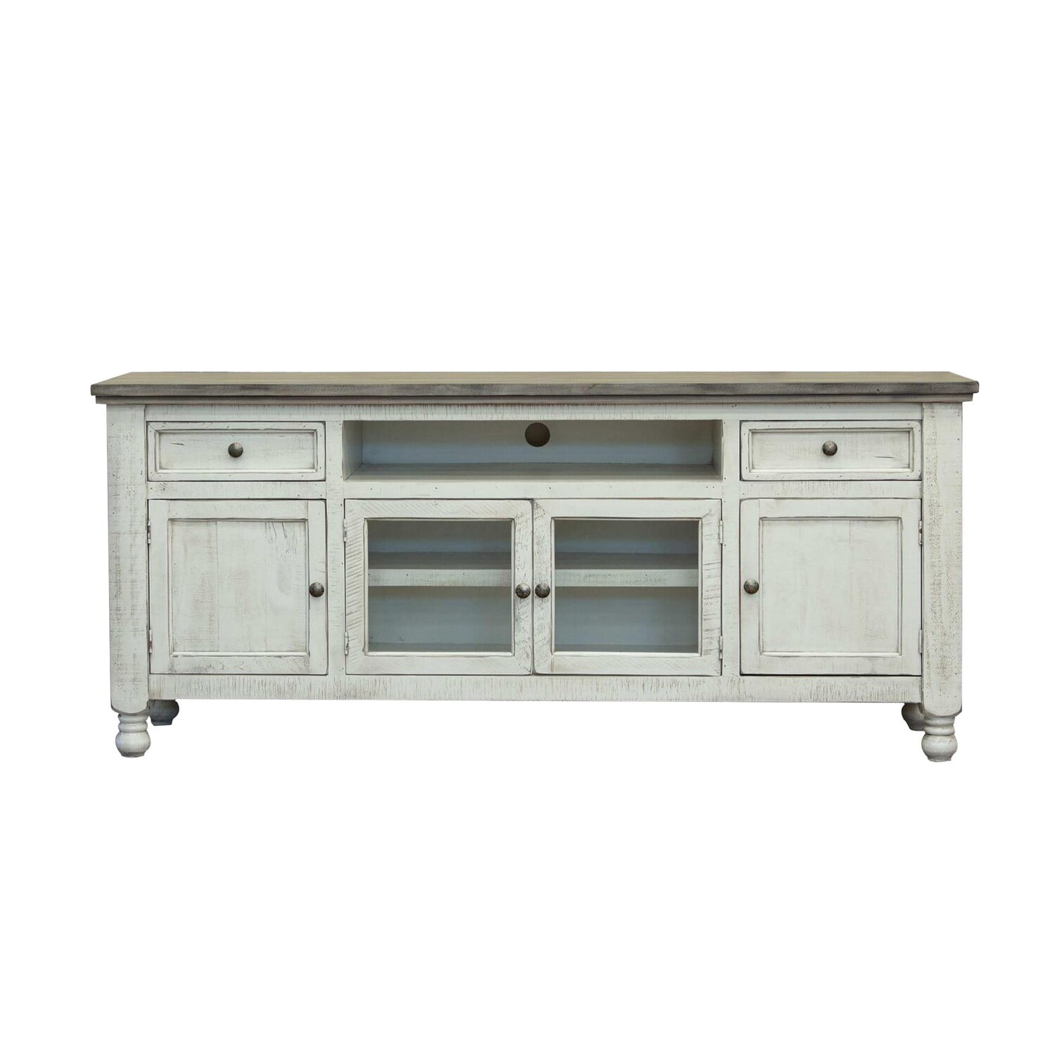 Suga 79 Inch TV Entertainment Console, 2 Drawers, 4 Doors, Pine Wood ...