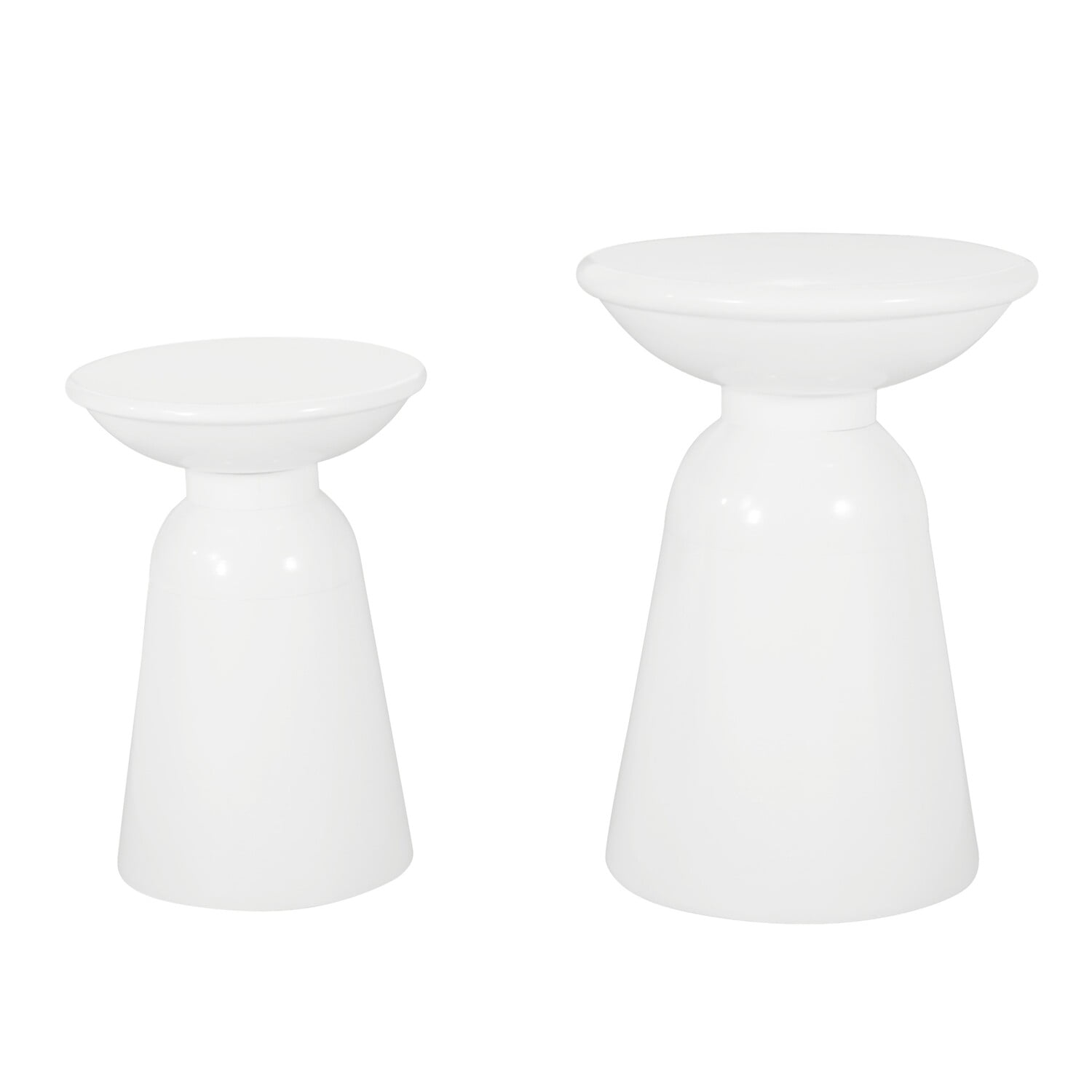 Benjara Suma Outdoor Side End Table Set of 2, Round Top, Pedestal, White Iron - Walmart.com