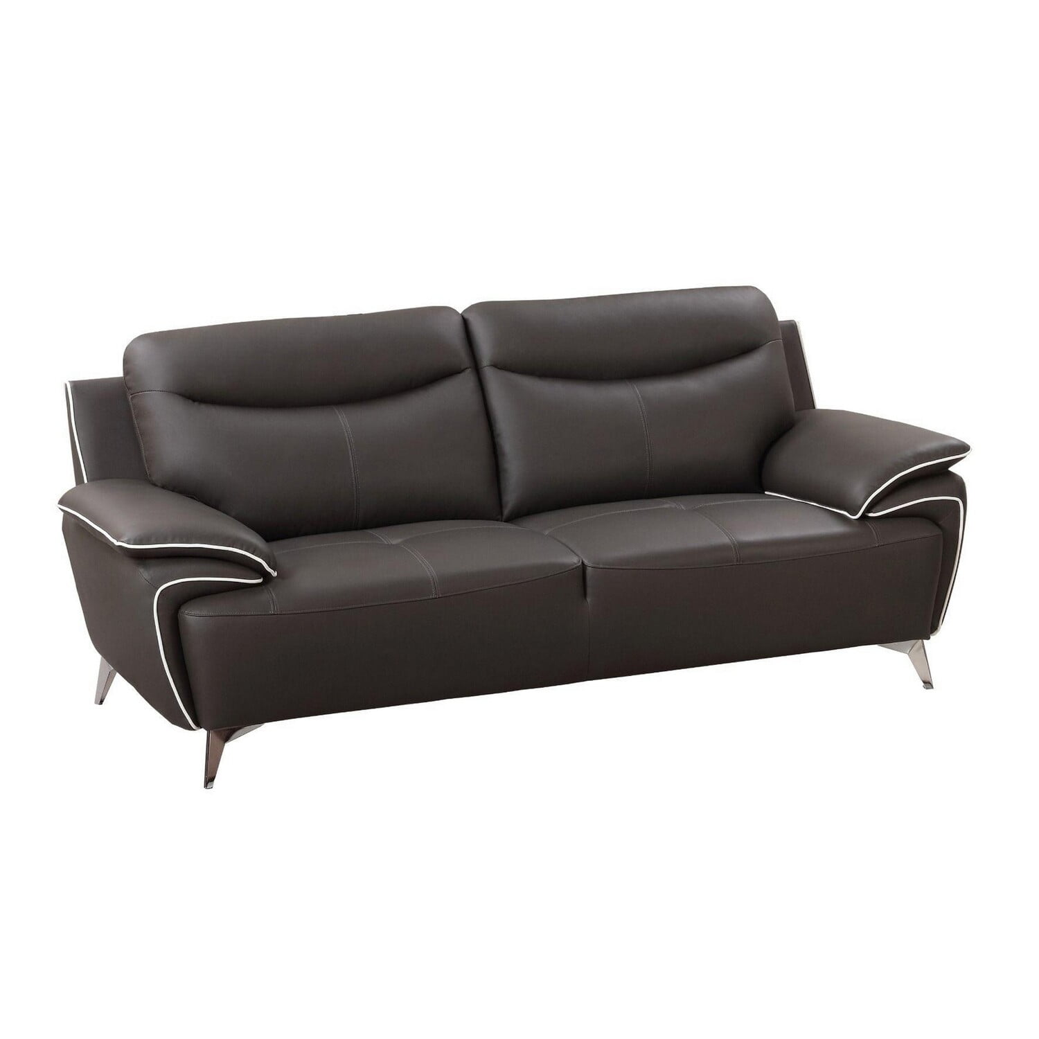 BenJara Suzi 82 Inch Sofa, Taupe Gray Leather Upholstery, Split Tufted ...