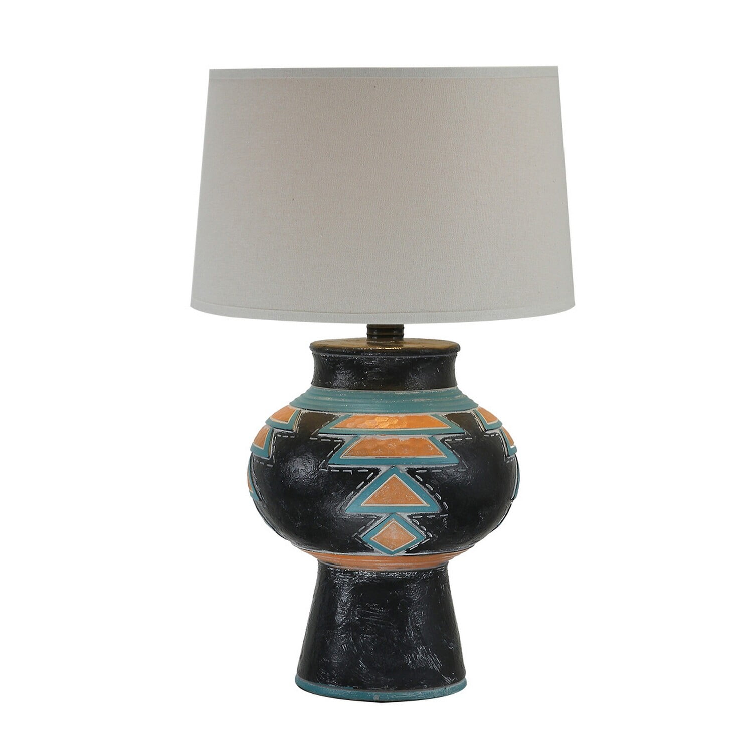 Teri 28 Inch Hydrocal Table Lamp, Geometric Accent Taper, Black, Brown ...
