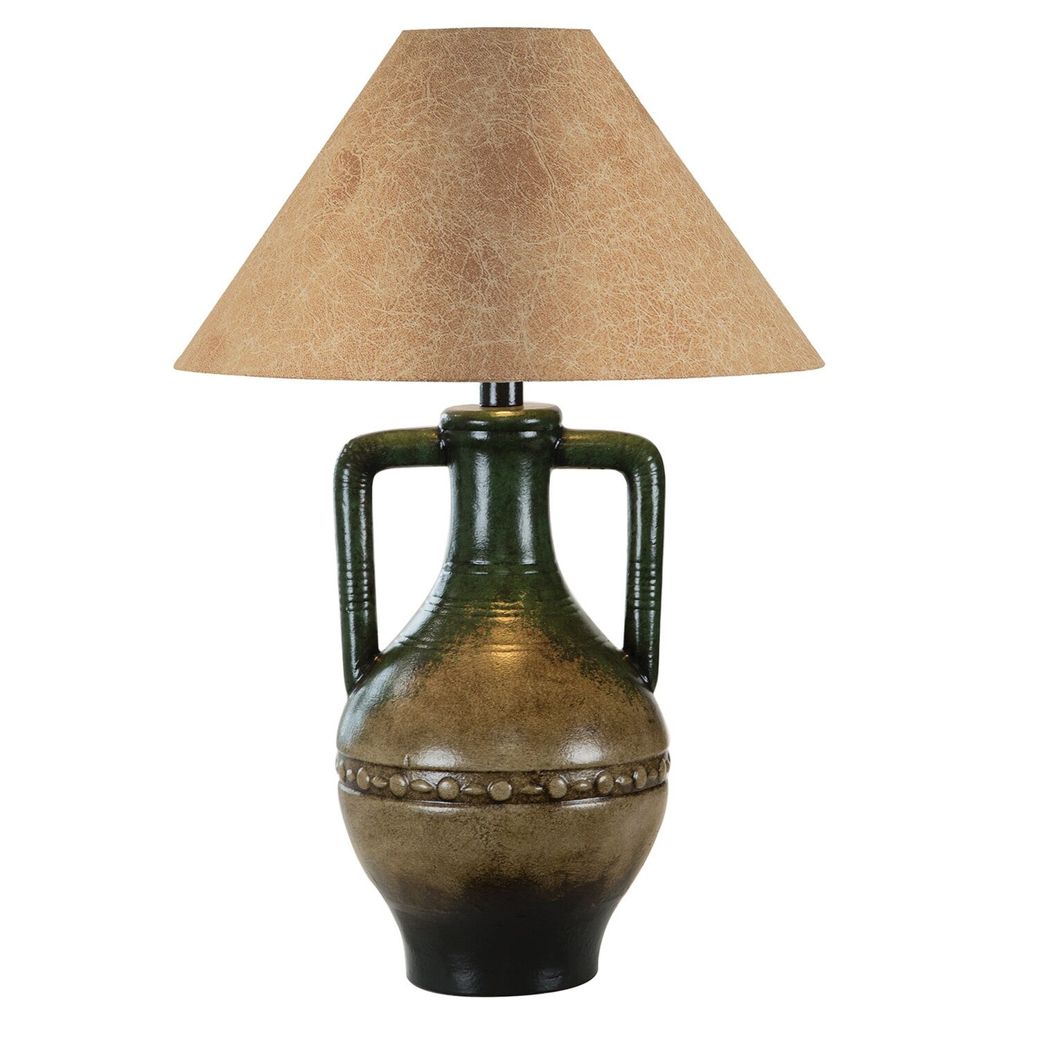 Tern 30 Inch Hydrocal Table Lamp, Empire Shade, Urn Base, Brown, Green ...