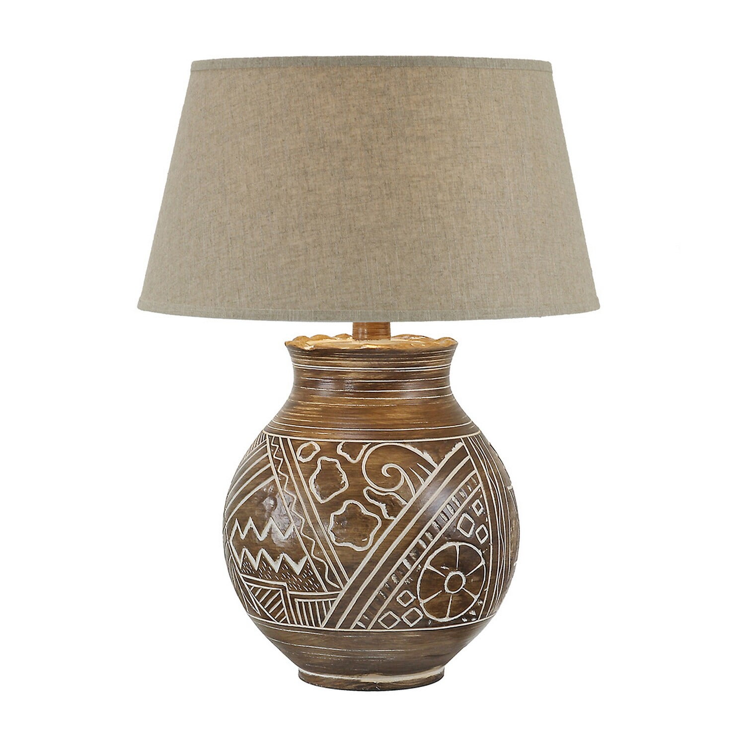 Waz 28 Inch Table Lamp, Vase Shaped Designer Body, Dark Brown, Crisp ...