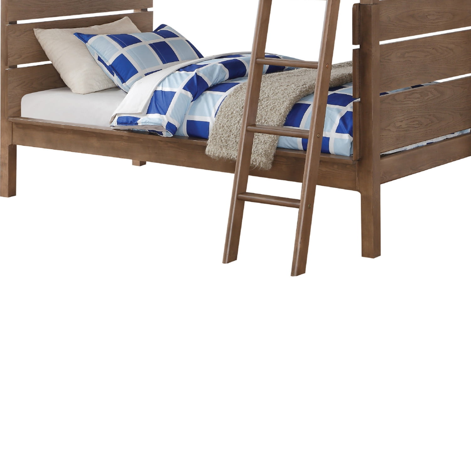 Benjara Wooden Twin/Twin Bunk Bed, Antique Oak Brown - Walmart.com