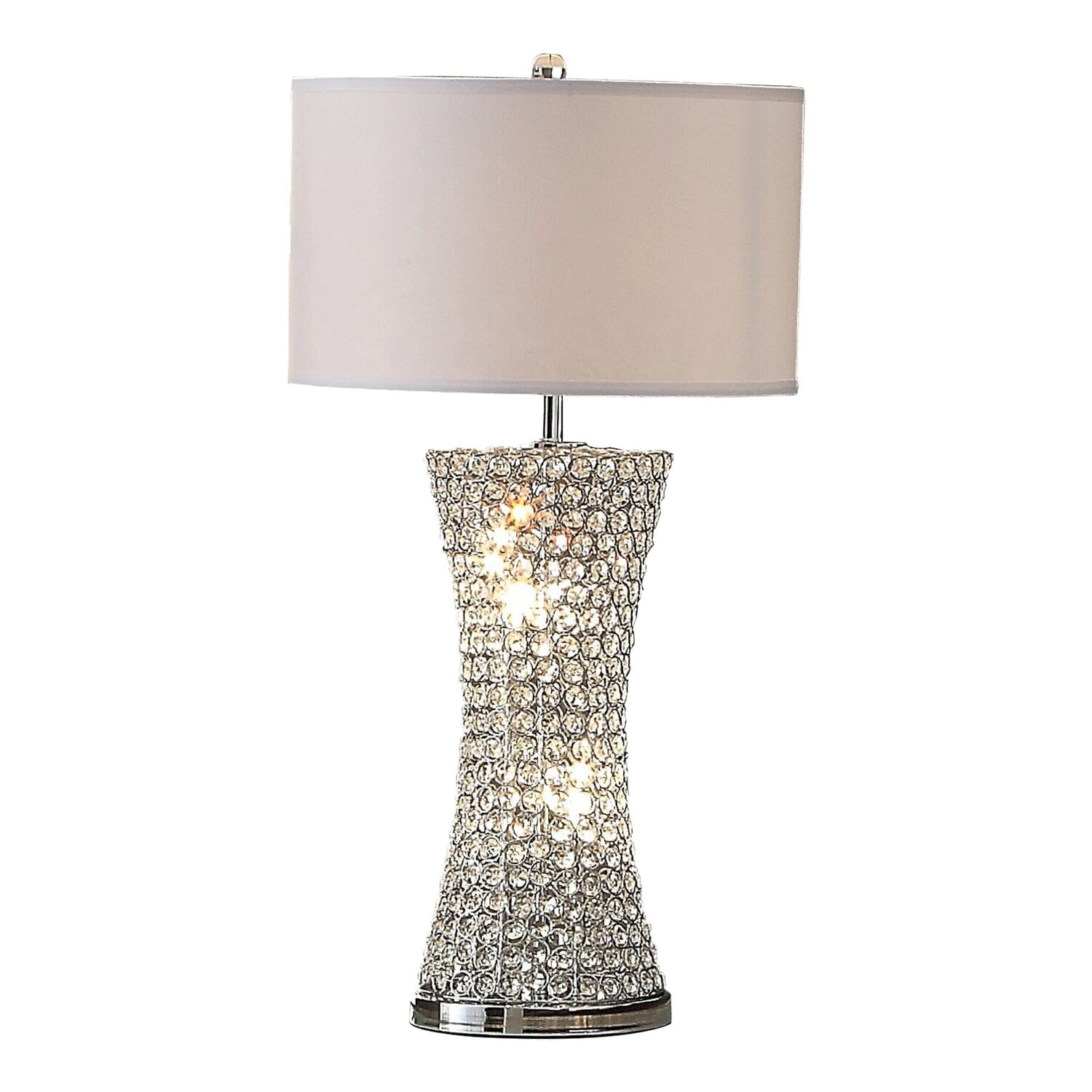 Wren 32 Inch Table Lamp, Crystal Base with Subtle Curve, Metal, Silver ...