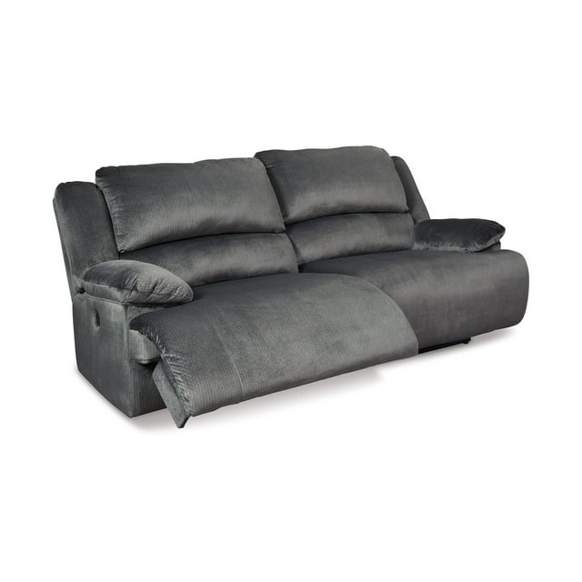 BenJara Yan 93 Inch Sofa, Dual Seat Power Recliner, Charcoal Polyester ...