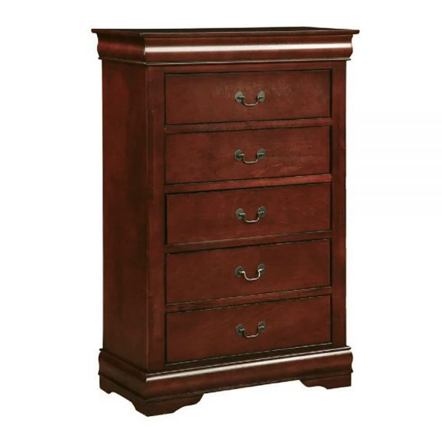 BenJara Zyna 48 Inch Tall Dresser Chest, Pine Wood, 5 Drawers, Cherry ...