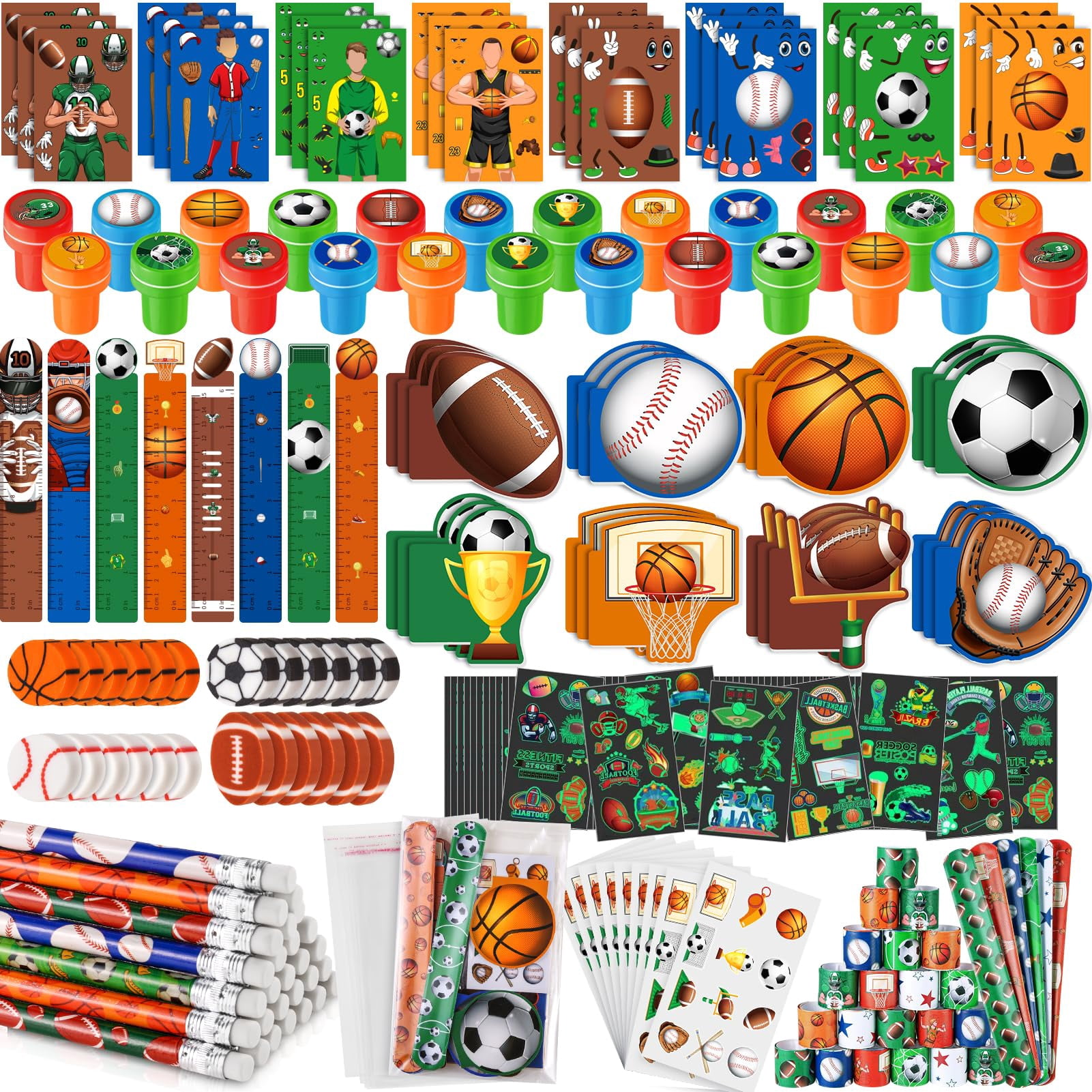 BenLouis 120Pcs Sports Party Favors Football Basketball Soccer Baseball ...