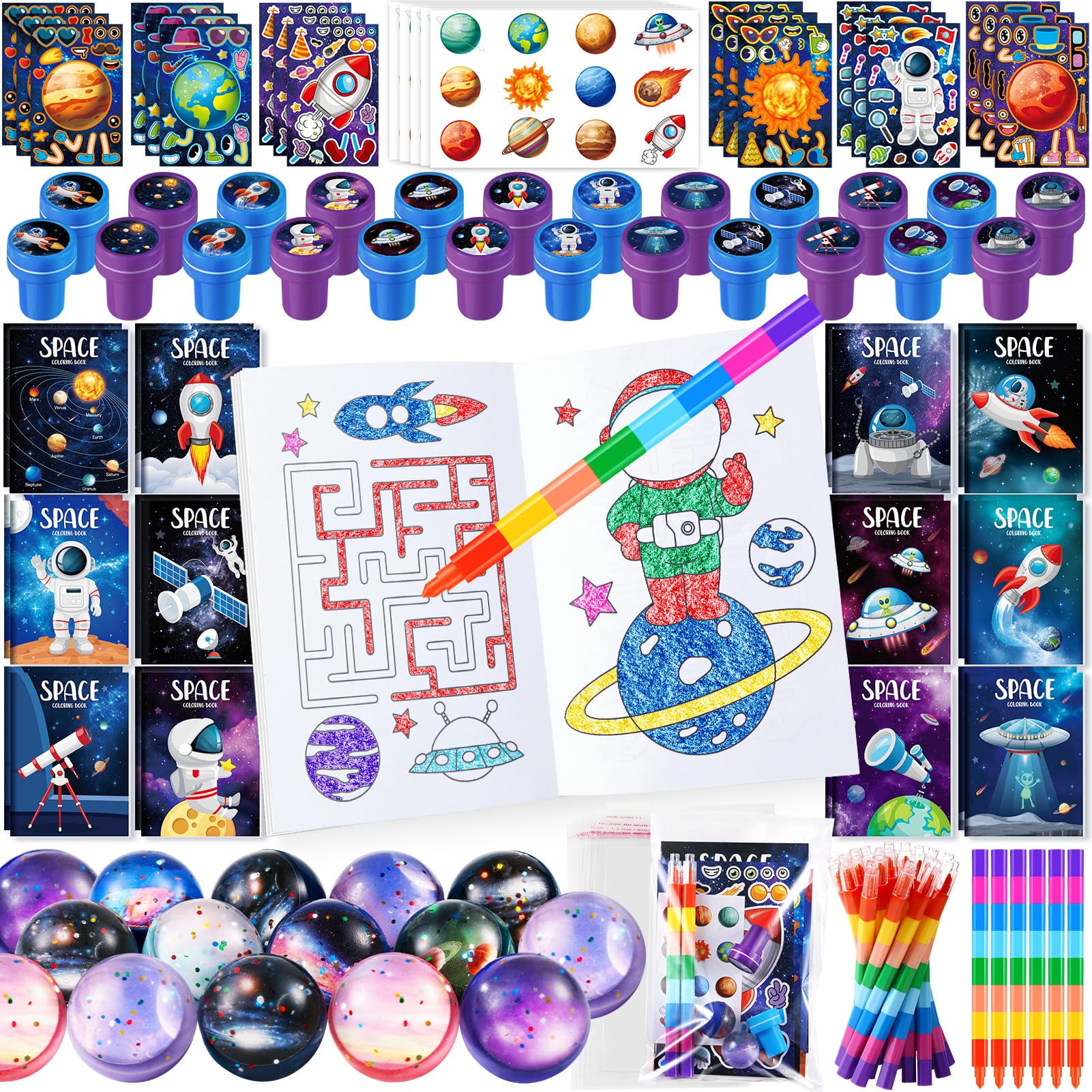 BenLouis 168Pcs Outer Space Themed Party Favors Space Alien Coloring ...