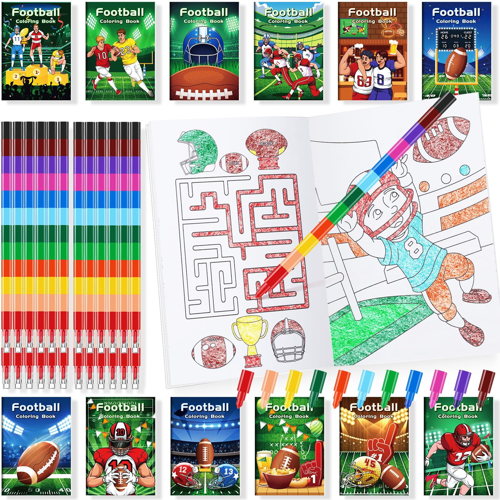 BenLouis 24 Football Mini MMF7 Coloring Books Kids with 24 Stacking ...