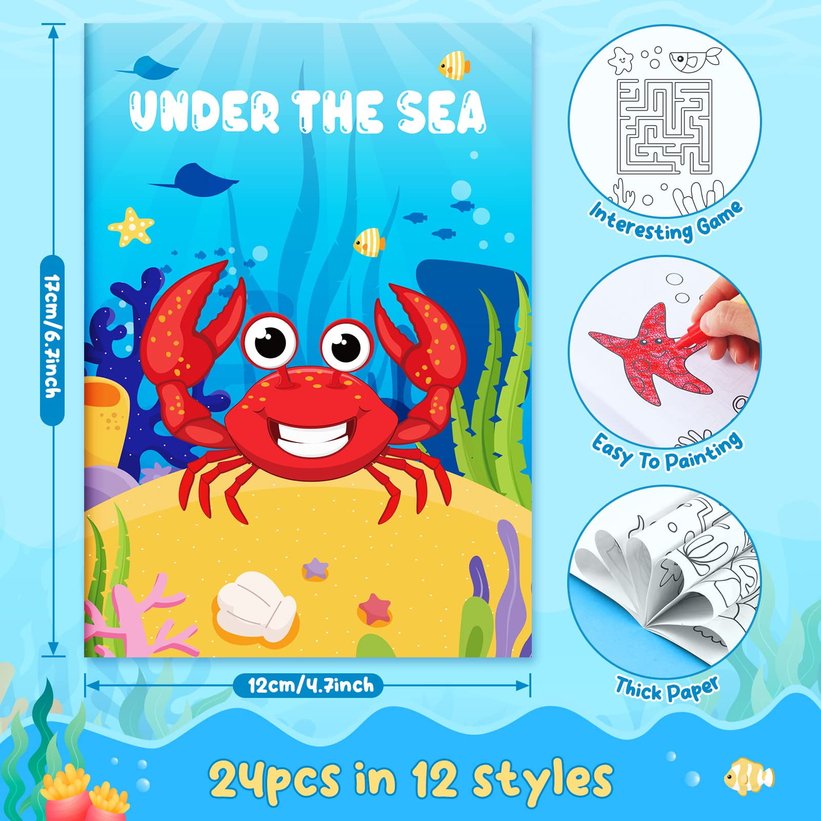 BenLouis 24 Pcs AJH3 Under the Sea Mini Coloring Kids Ocean Animals ...