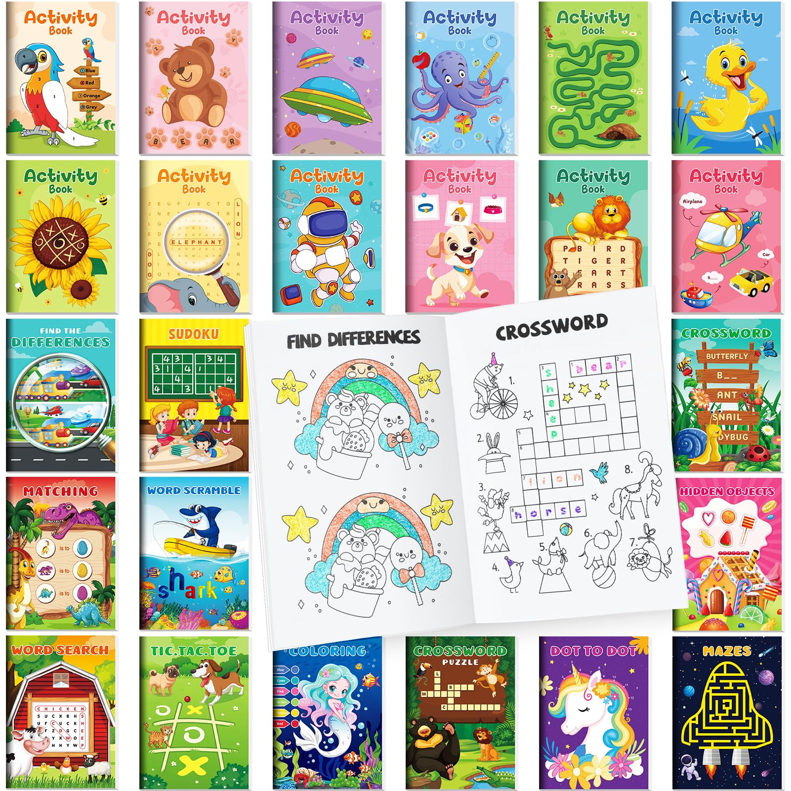 BenLouis 72 Mini Activity Books for Kids Games Puzzle Books Include ...