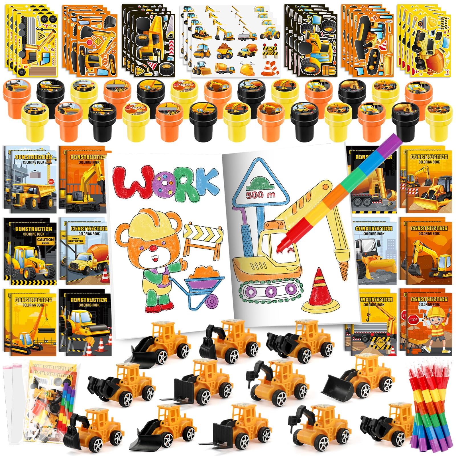 BenLouis 84Pcs Construction Party Favors Excavator Theme Coloring Books ...